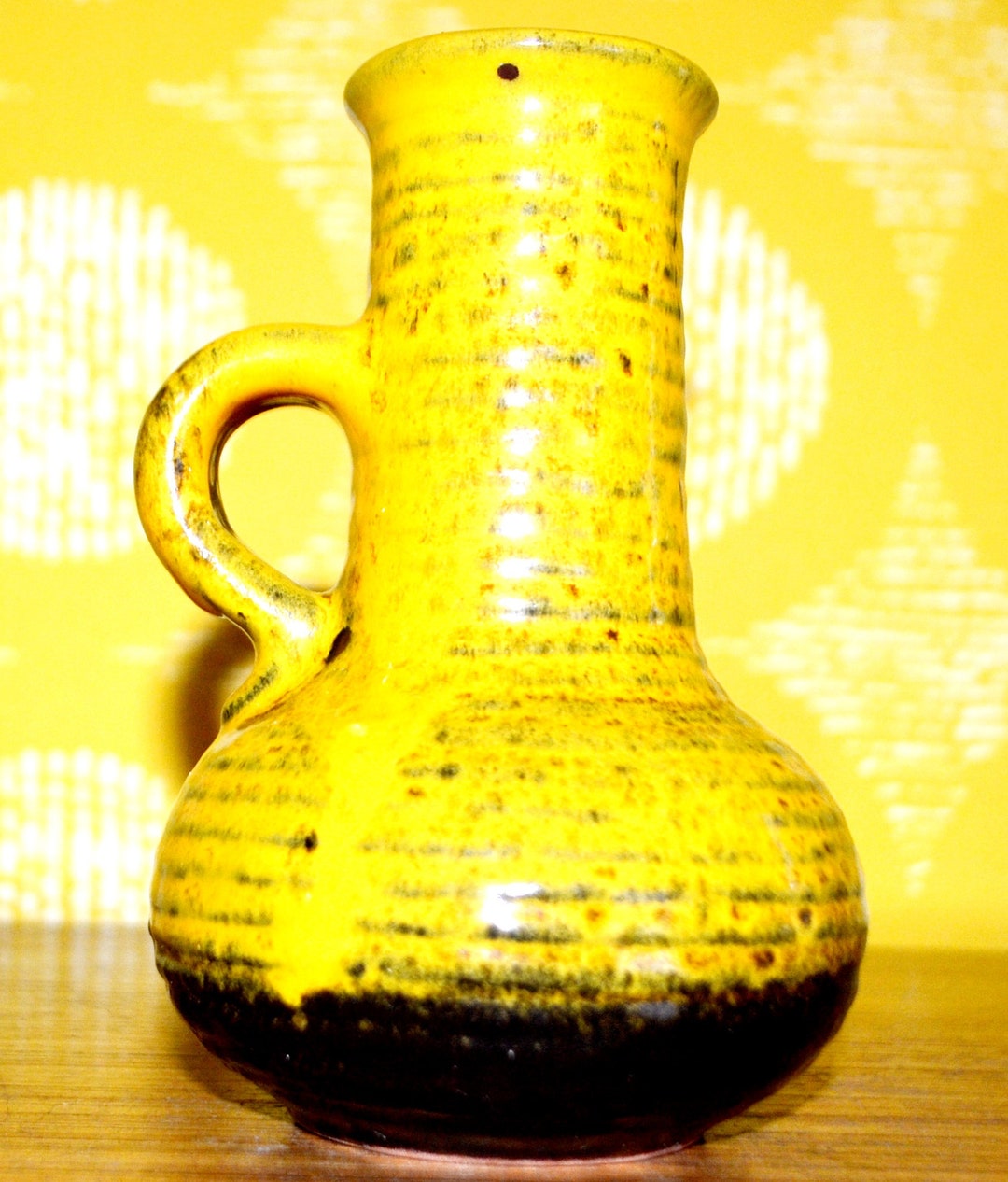 Small Vintage Ceramic Vase 70s Yellow Retro Seventies WGK WGP Country ...