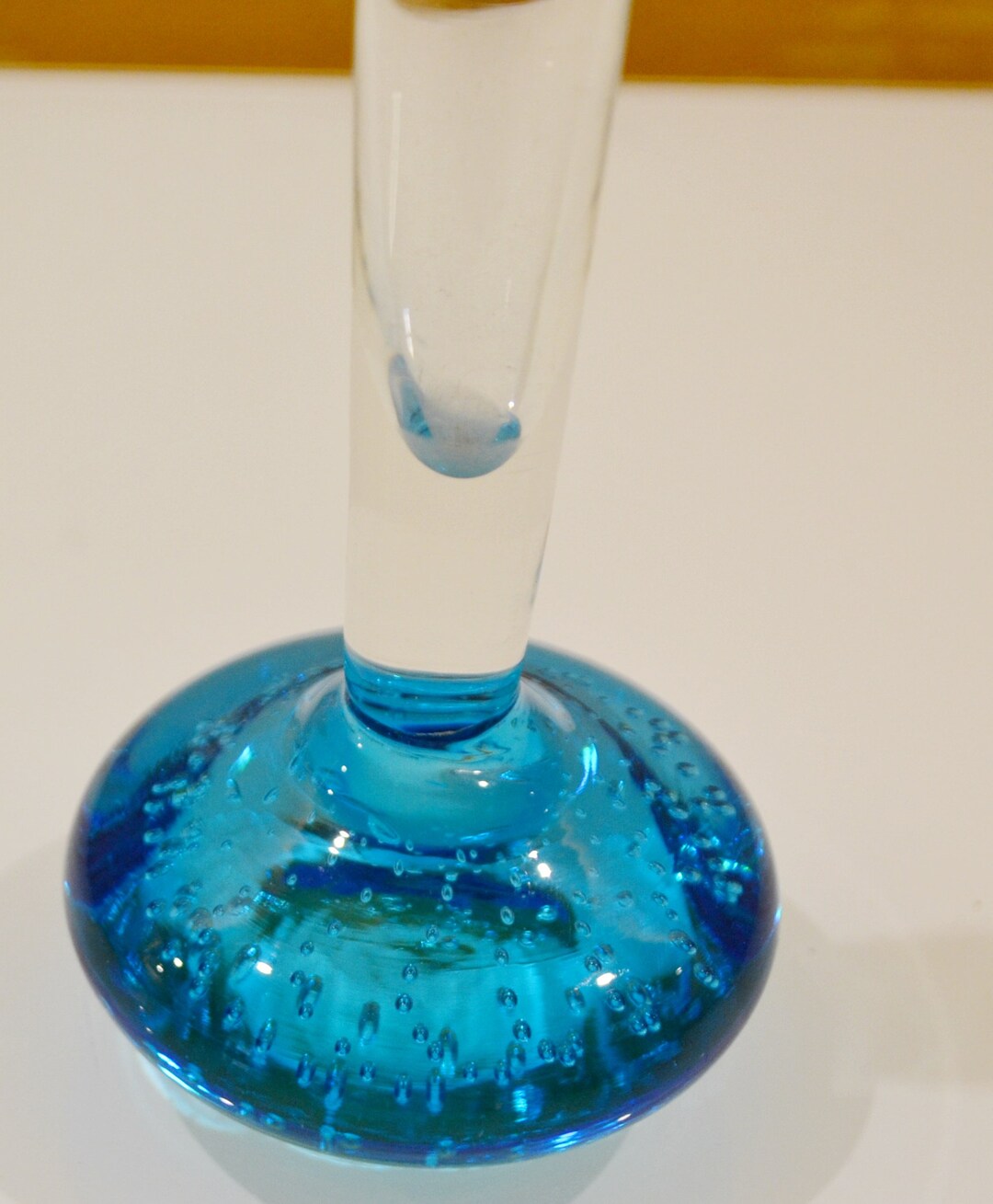 Vintage Vase Bubble Glass Solitaire Bubbles 60s 70s Blue Seventies ...
