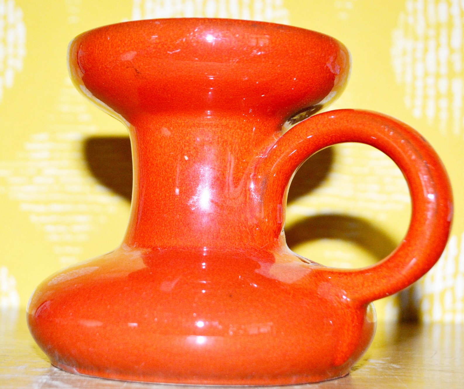 True Vintage Ceramic CANDLE STAND 70s Orange Retro Mid Century | Etsy