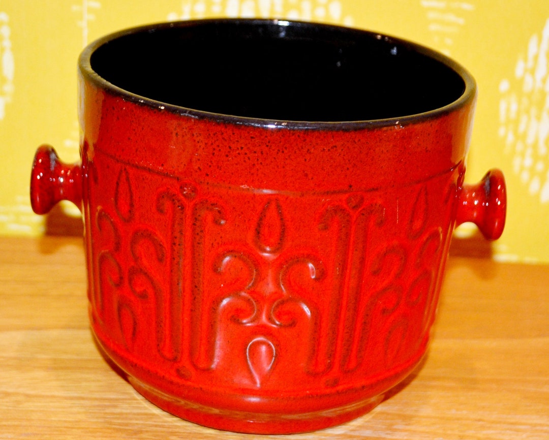 Vintage Planter 70s Flowerpot Plant Pot Flower Pot Ø15 Ceramic Red ...