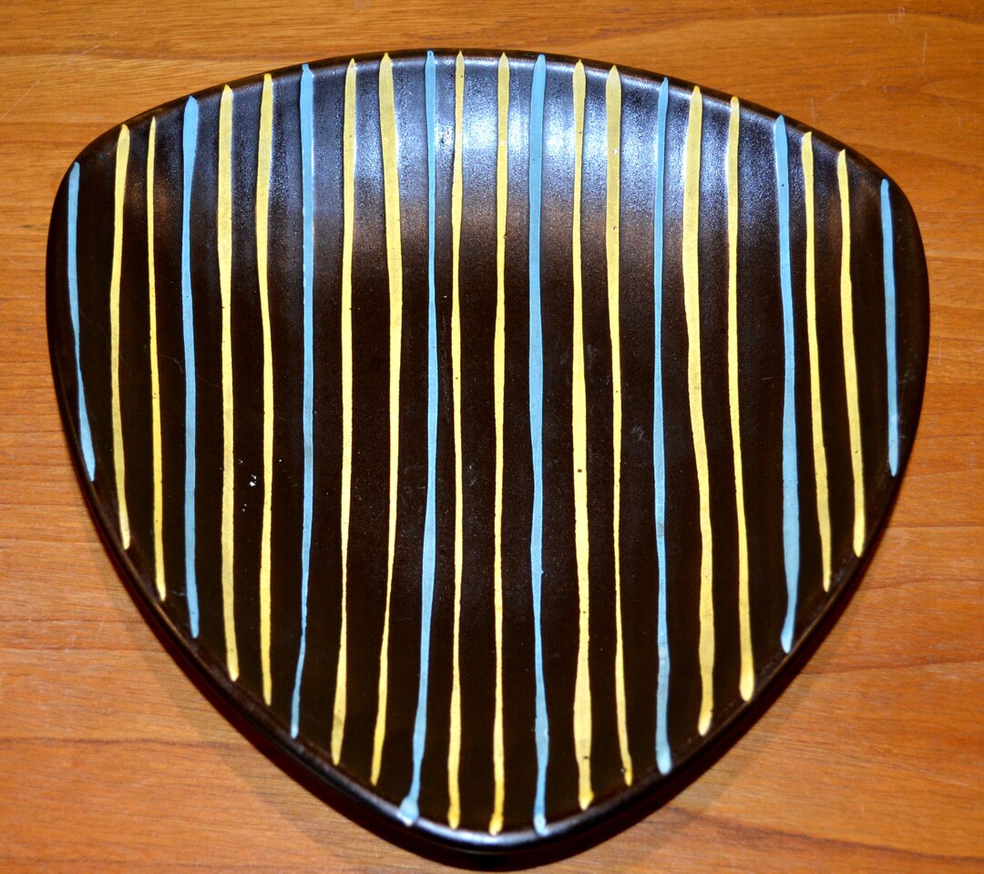 Beautiful Vintage Serving Dish, Black/multicolored, From the 1950s, Mid ...