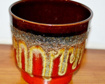 Vintage Flower Pot Red 70s Retro Mid Century Space Age WGK WGP Fat Lava ...