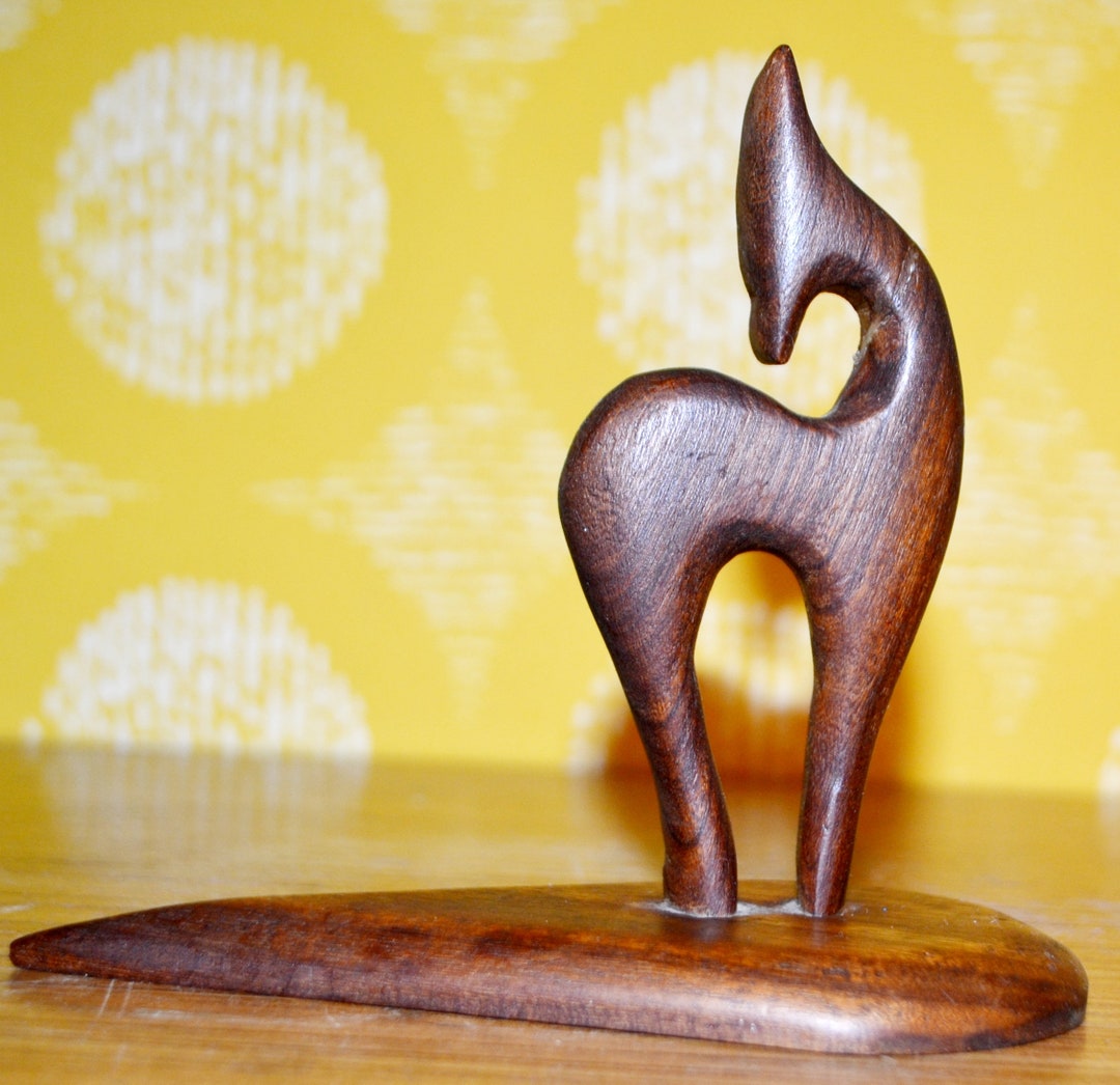 Vintage Bambi Figure Danish Design Teak Wood 60s Space Age Retro Mid ...