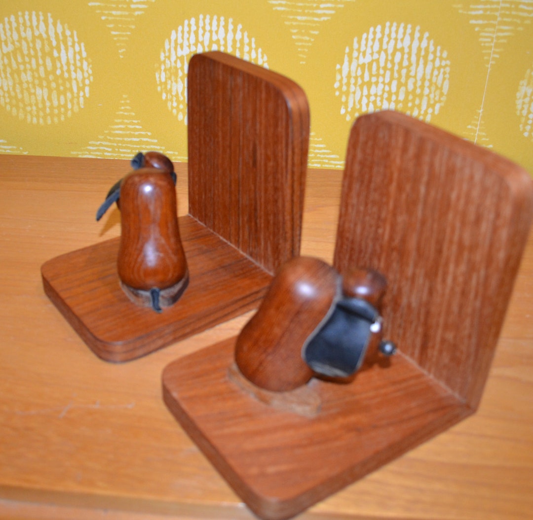 Vintage Teak Bookends, 1960s Style, Dogs, Retro Mid-century Design ...