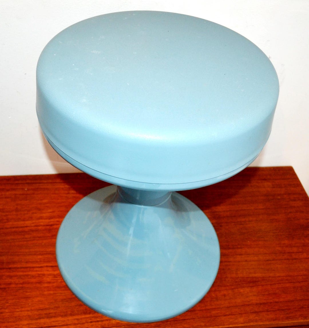 Vintage Plastic Stool Dove Blue 70s Retro Mid Century Rockabilly Shabby ...