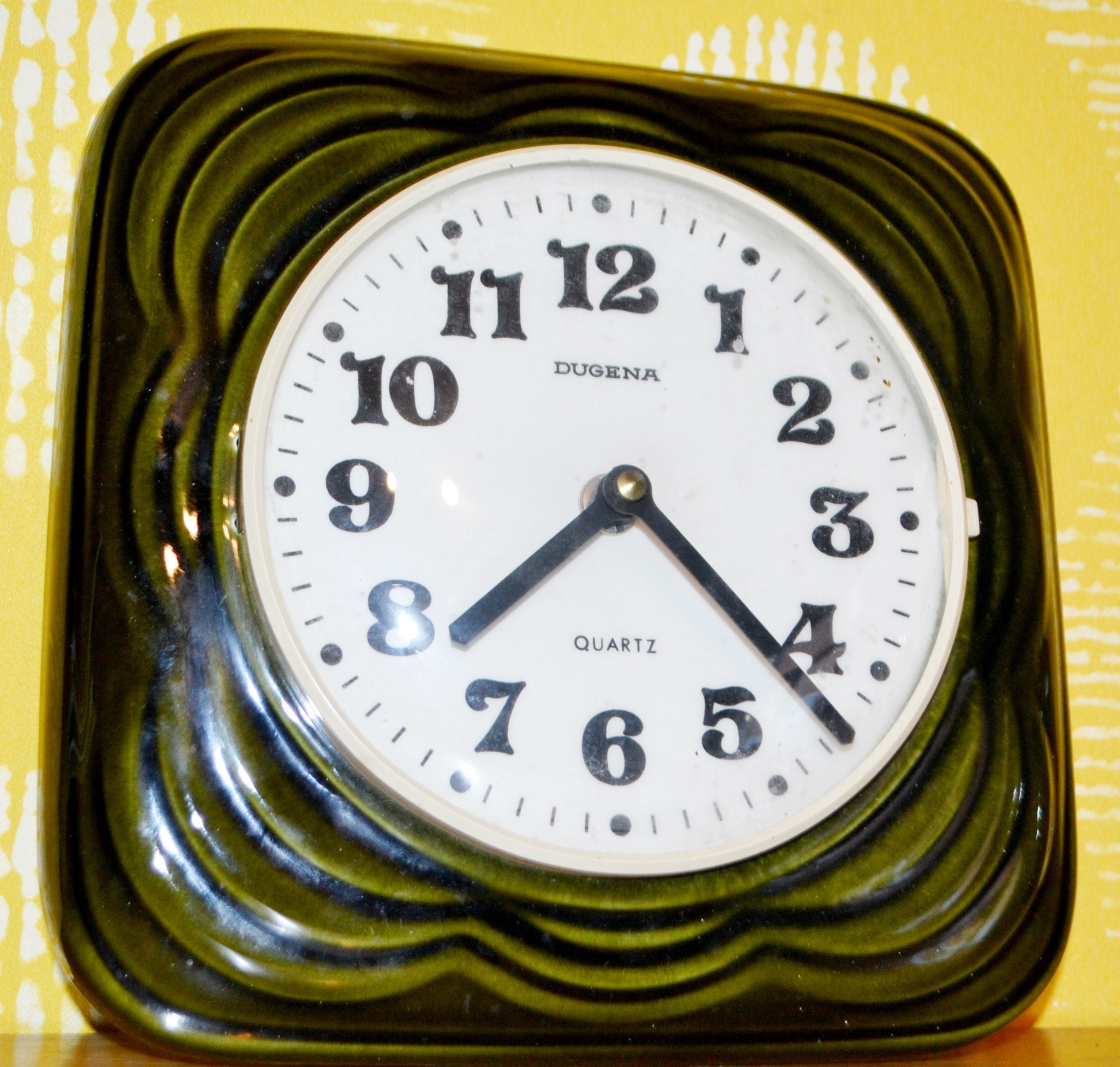 Vintage Wall Clock Ceramic Green 70s Retro Mid Century Sixties - Etsy
