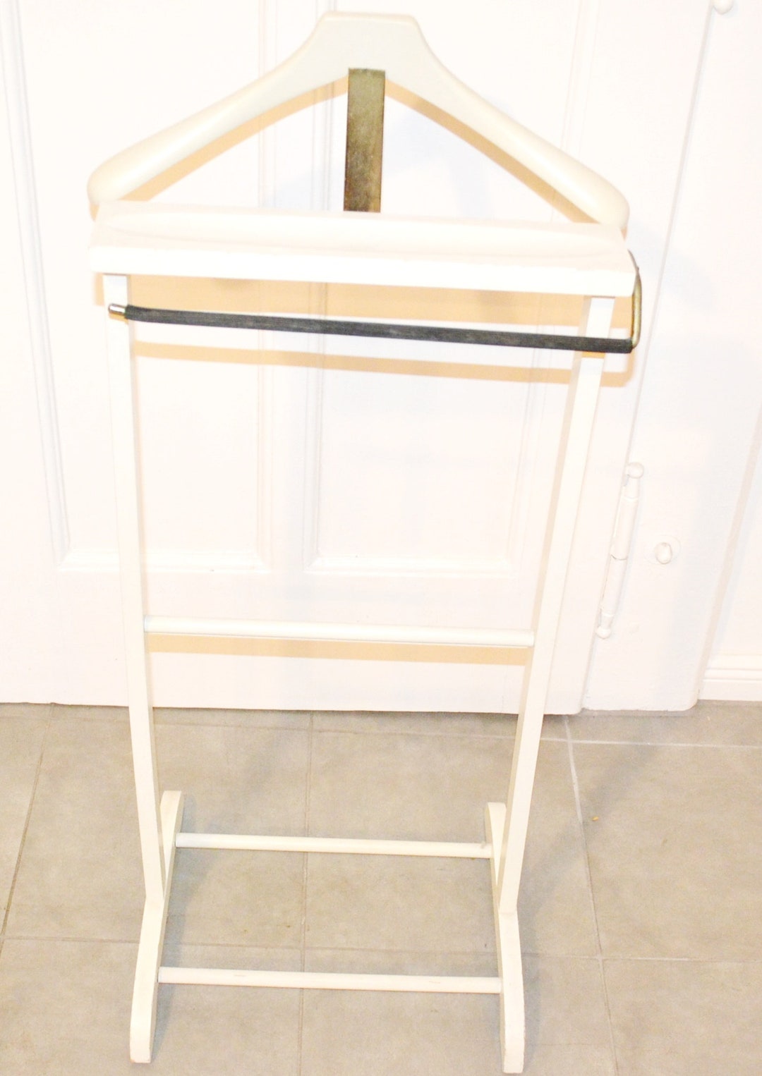 Vintage Ladies/gents Valet Stand Wood White 70s Retro Seventies Mid ...