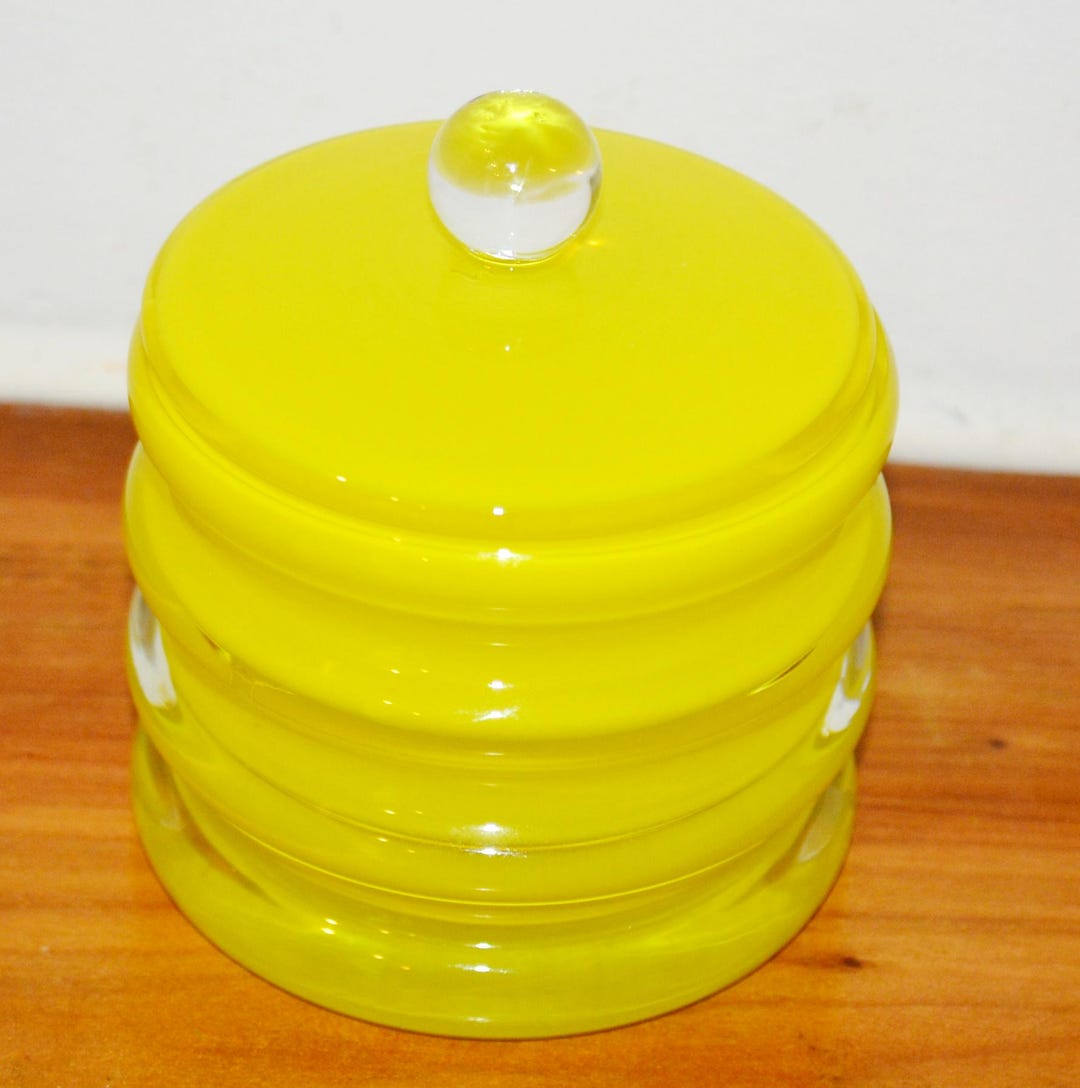 Vintage Glass Jar Yellow 70s Design Classic Space Age Retro Mid Century ...