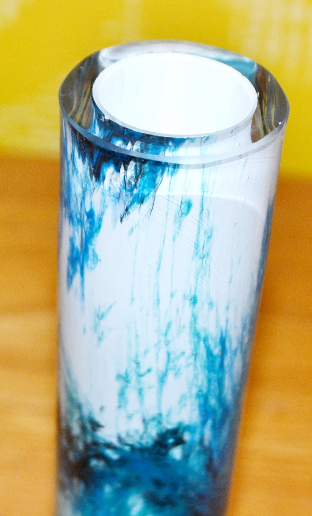 Vintage Glass Vase, Retro Design, 1970s, Blue/white, Space Age, Mid ...