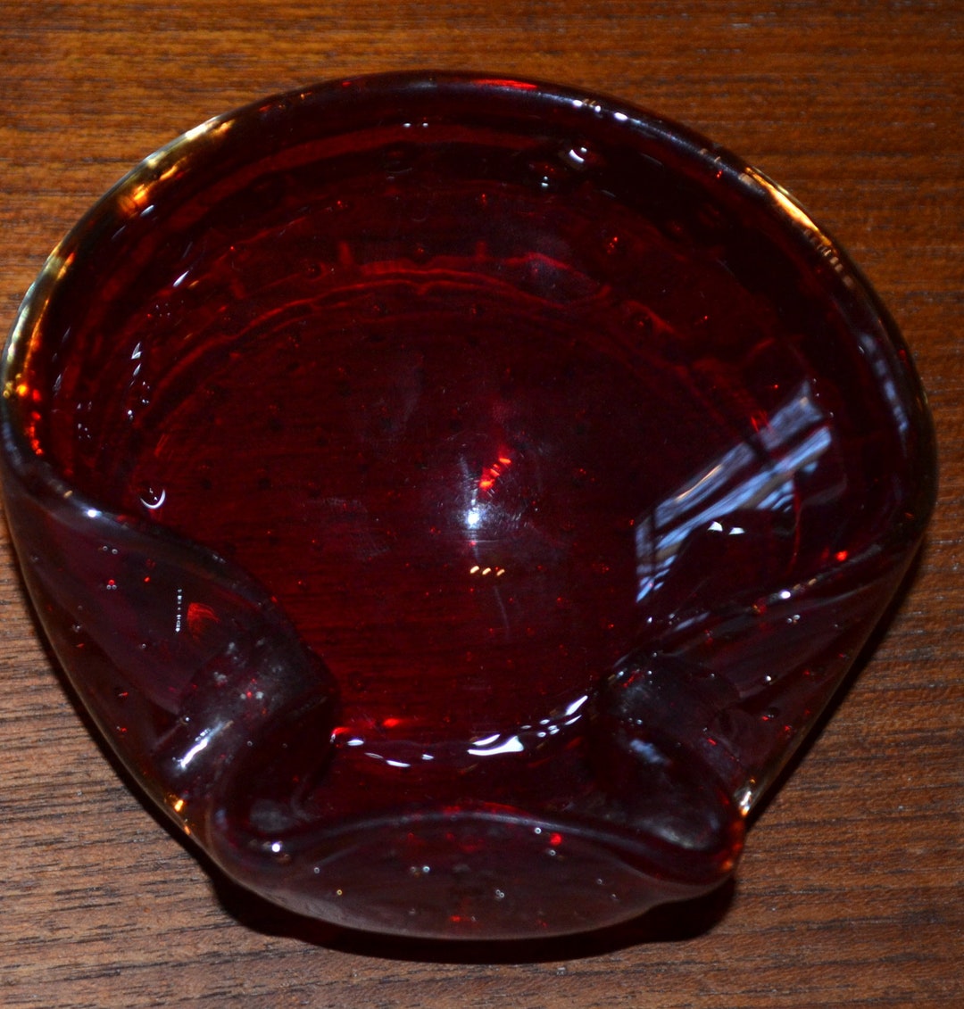 70s Vintage Ashtray Glass Red Mid Century Retro - Etsy