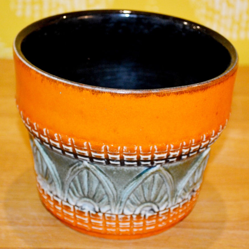Orange Mid Century Plant Pot - Etsy