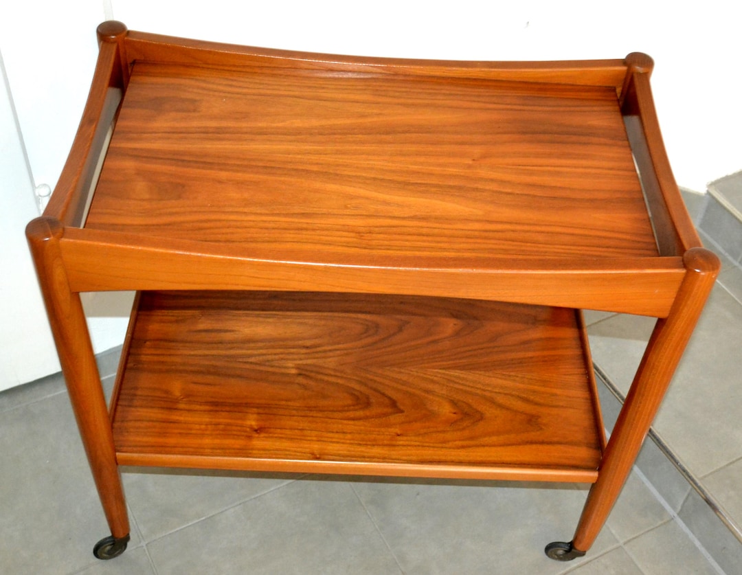 70er Jahre Vintage Barwagen auf Rollen Teak Holz Made in Denmark Retro ...