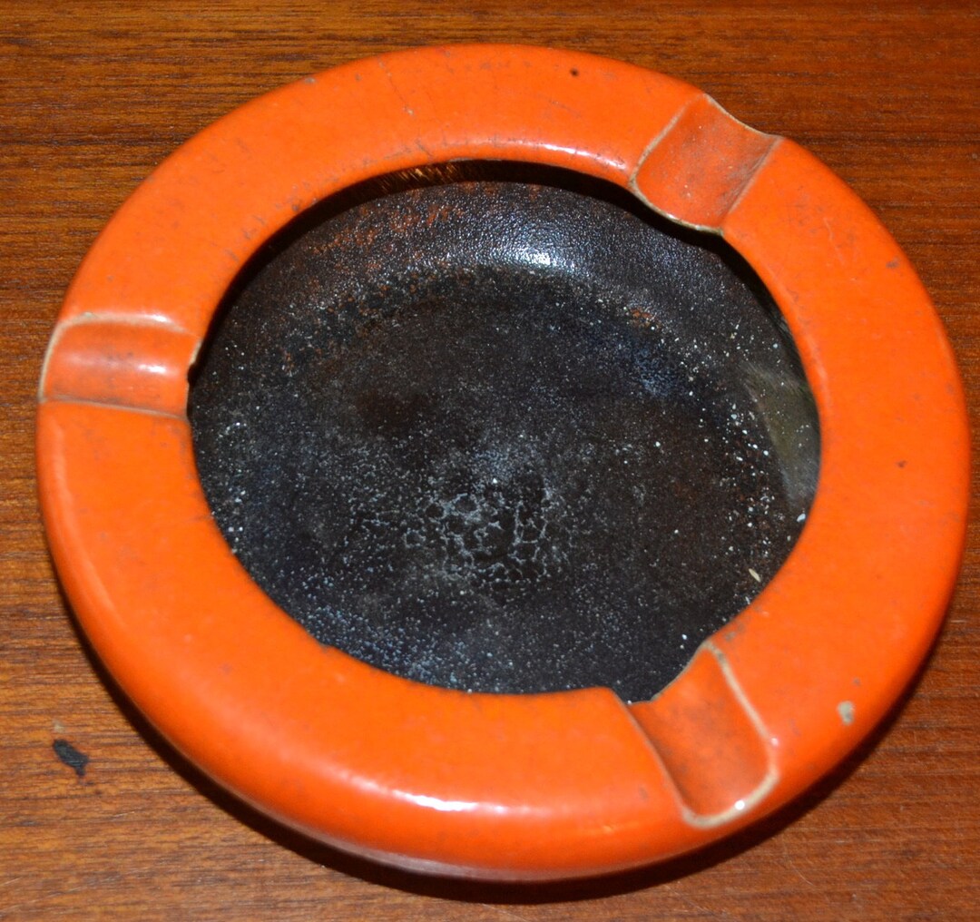 Vintage 1970s Ceramic Ashtray, Orange, Mid-century Seventies, Country ...