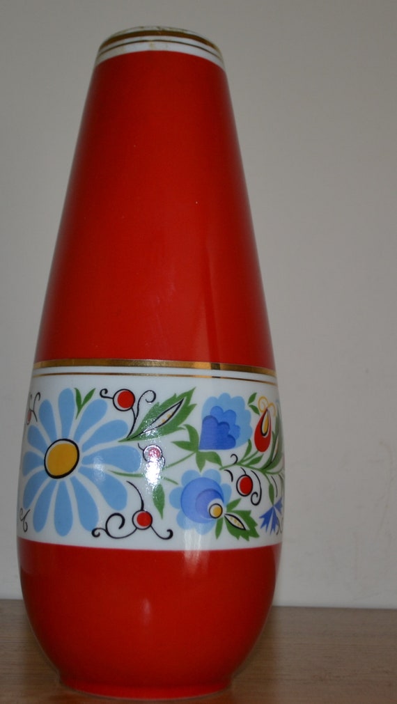 Vintage Vase by Lubiana Poland 50 years Red | Etsy