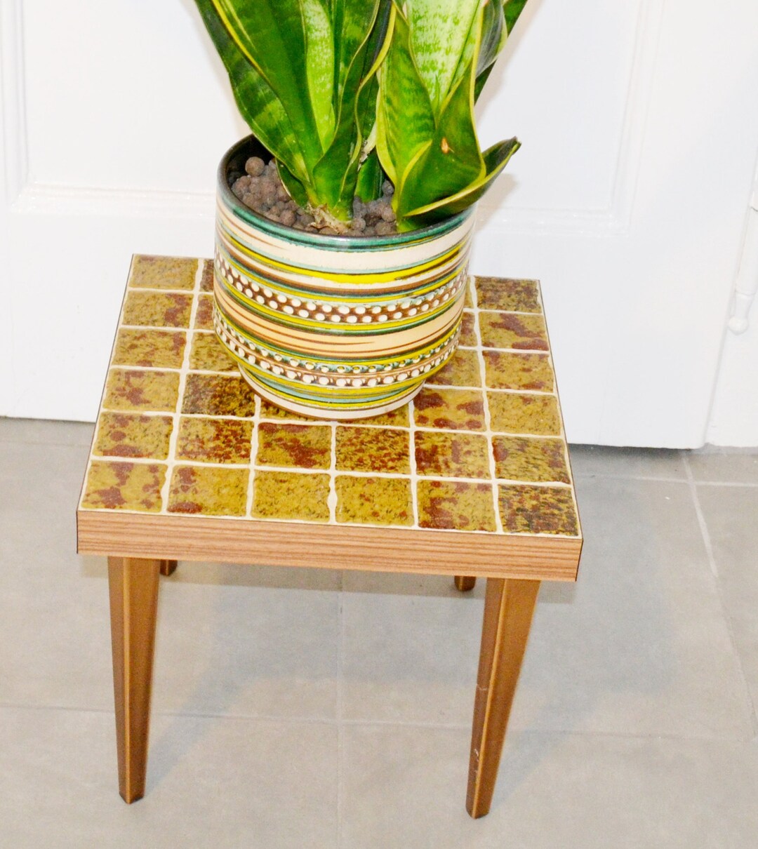 Vintage Flower Stool Beige/brown Retro Mid Century Rockabilly Wood ...