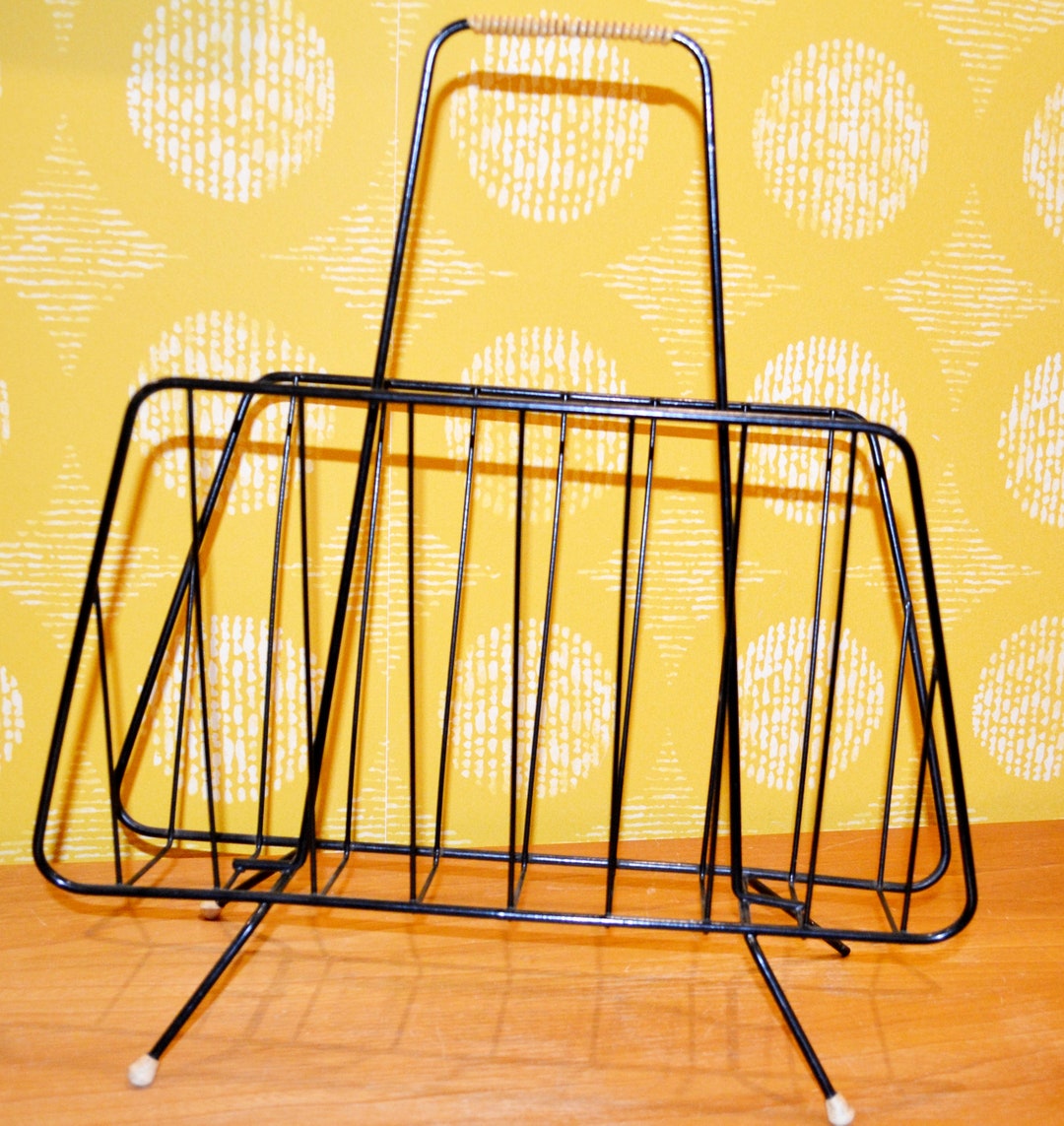 Vintage Newspaper Rack Metal / Brown 50s Retro Mid Century Rockabilly ...