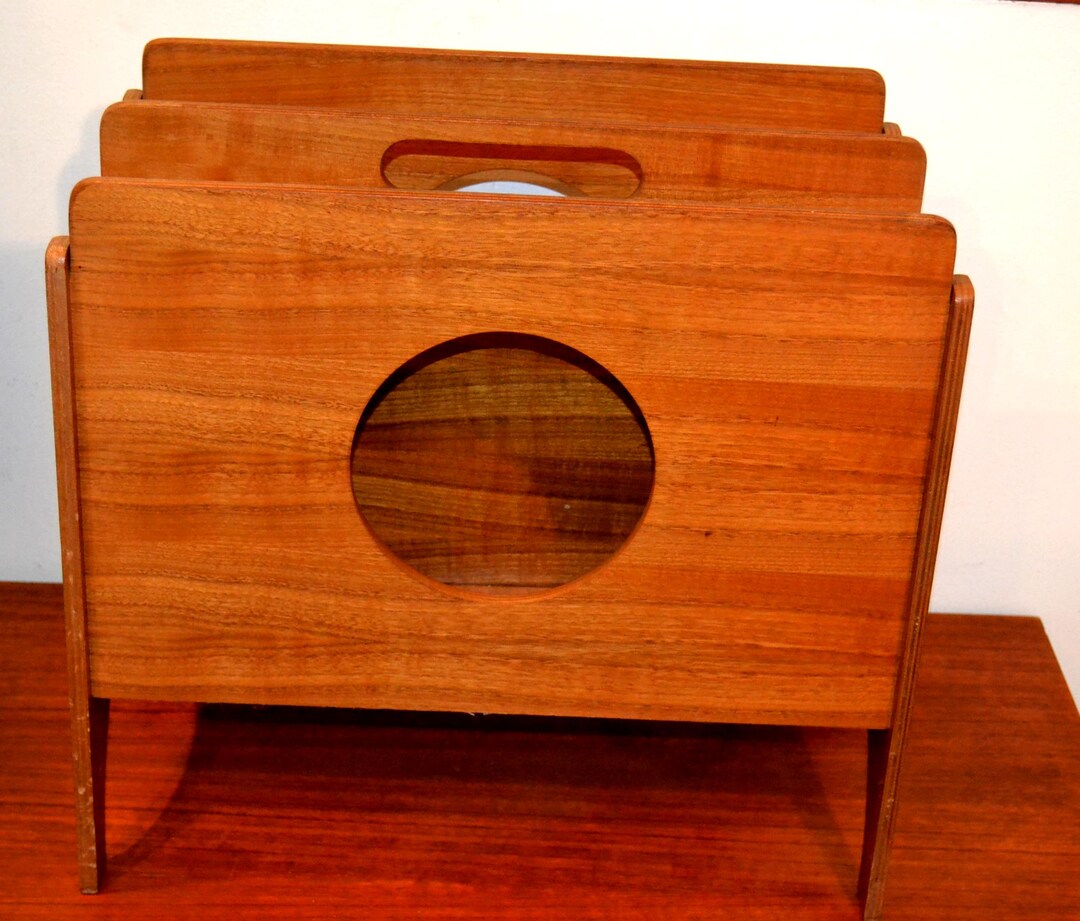 Vintage Newspaper Rack Wood Danish Design 60s Retro Mid Century Shabby ...