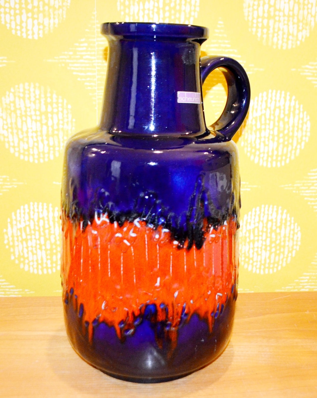 Vintage Ceramic Vase by Scheurich Model 409/40 70s Blue/orange Retro ...