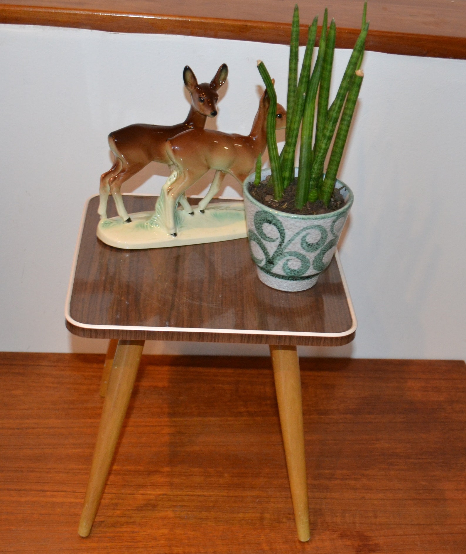 Vintage Flower Stool Brown Retro Mid-century Rockabilly Wood 50s ...