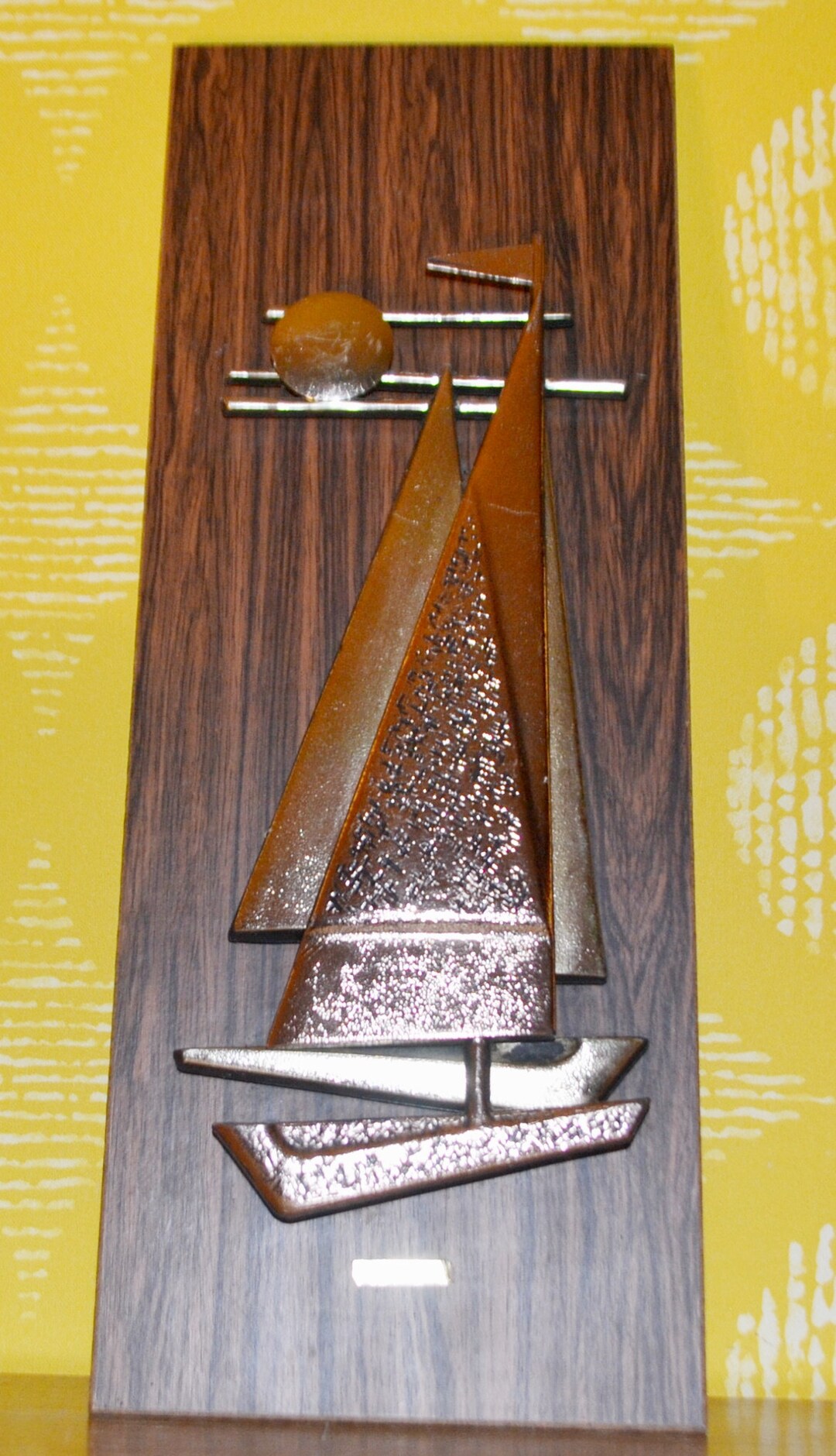 Vintage Wall Decoration Picture Wood Sailing Ships 70s Design Classic ...