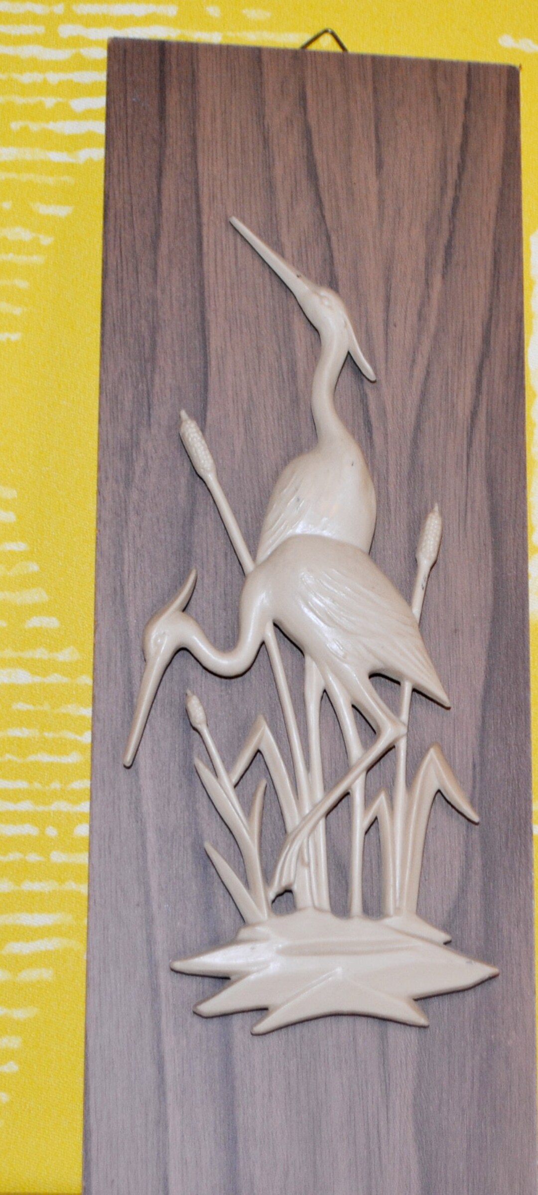 Vintage Wall Picture Crane Wood Plastic 50s Fifties Retro Mid Century ...