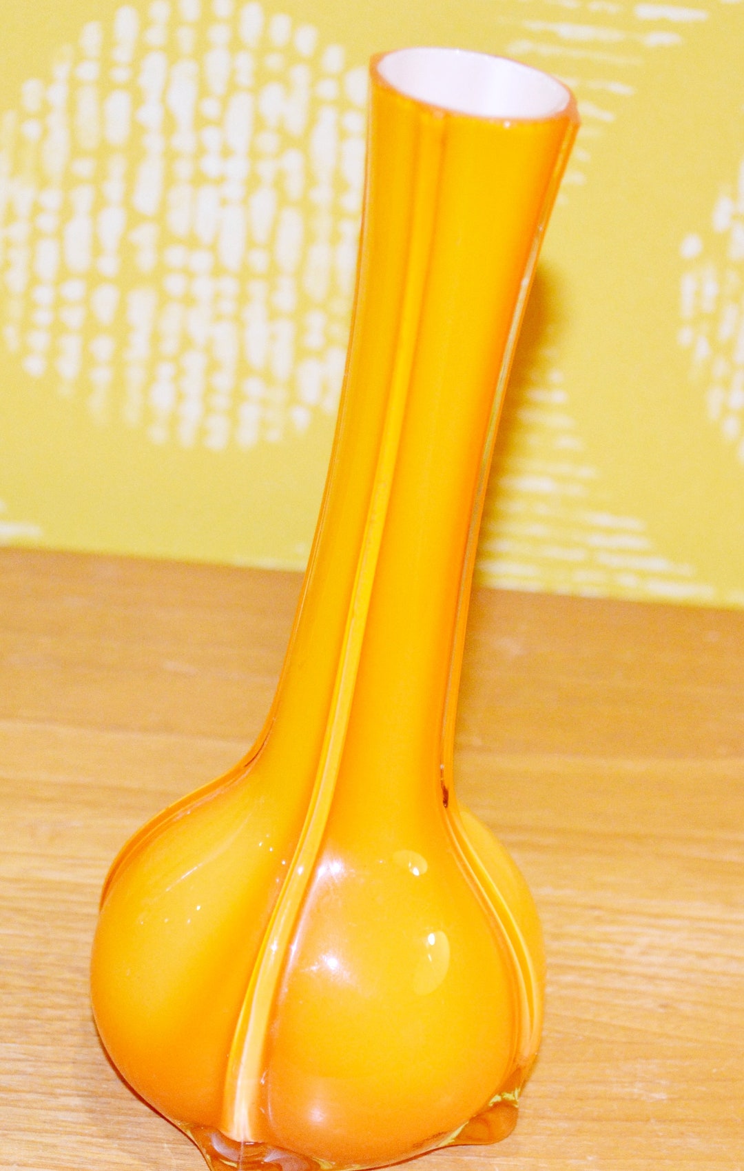 Vintage Glass Vase Orange/white 70s Design Classic Retro Mid Century ...