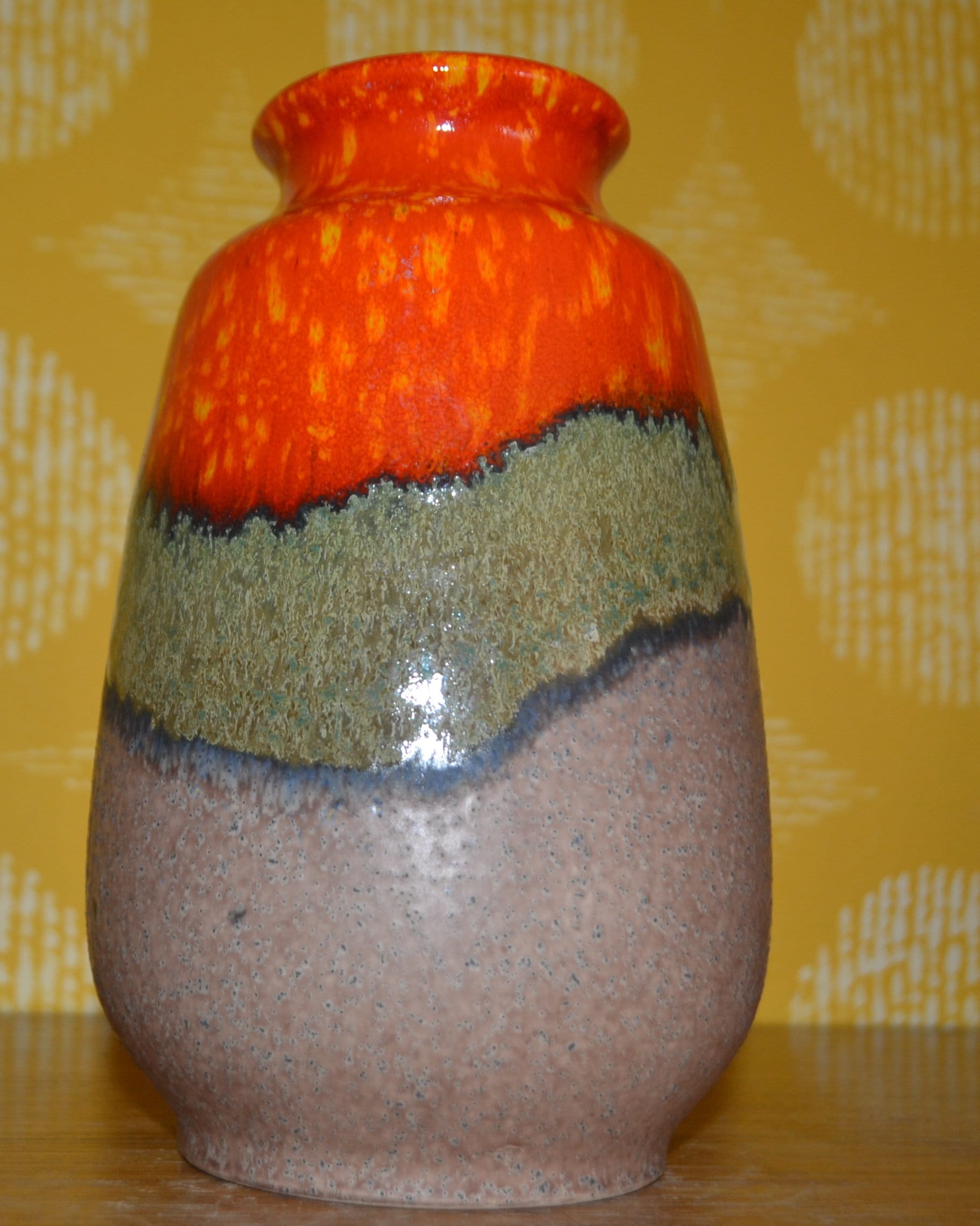 Vintage Ceramic Fat Lava Vase by Bay, Orange/green/beige, 70s Design ...