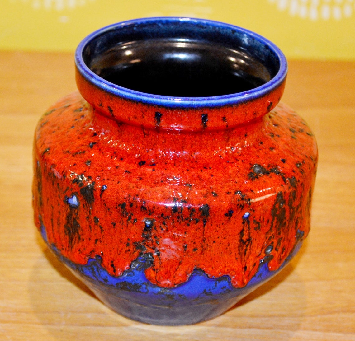 Vintage Ceramic Vase Blue/red by Bay 70s Fat Lava Space Age WGK WKP ...