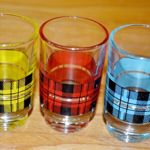 Vintage Glass Set 3x Beautiful Colorful Shot Glasses From the 50s ...
