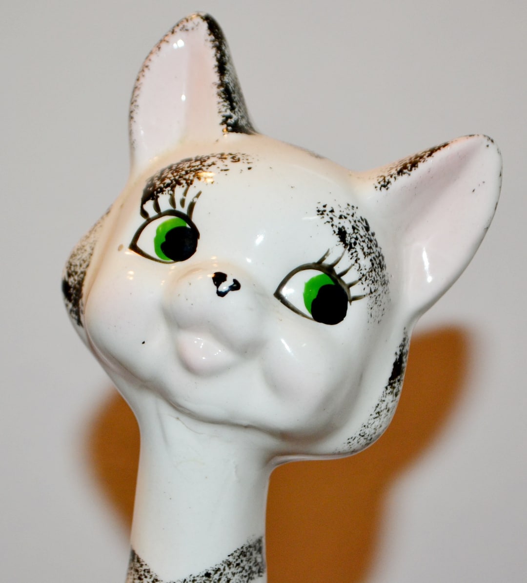 Vintage Ceramic Cat Figurine Grey/white 70s Seventies Retro Mid Century ...