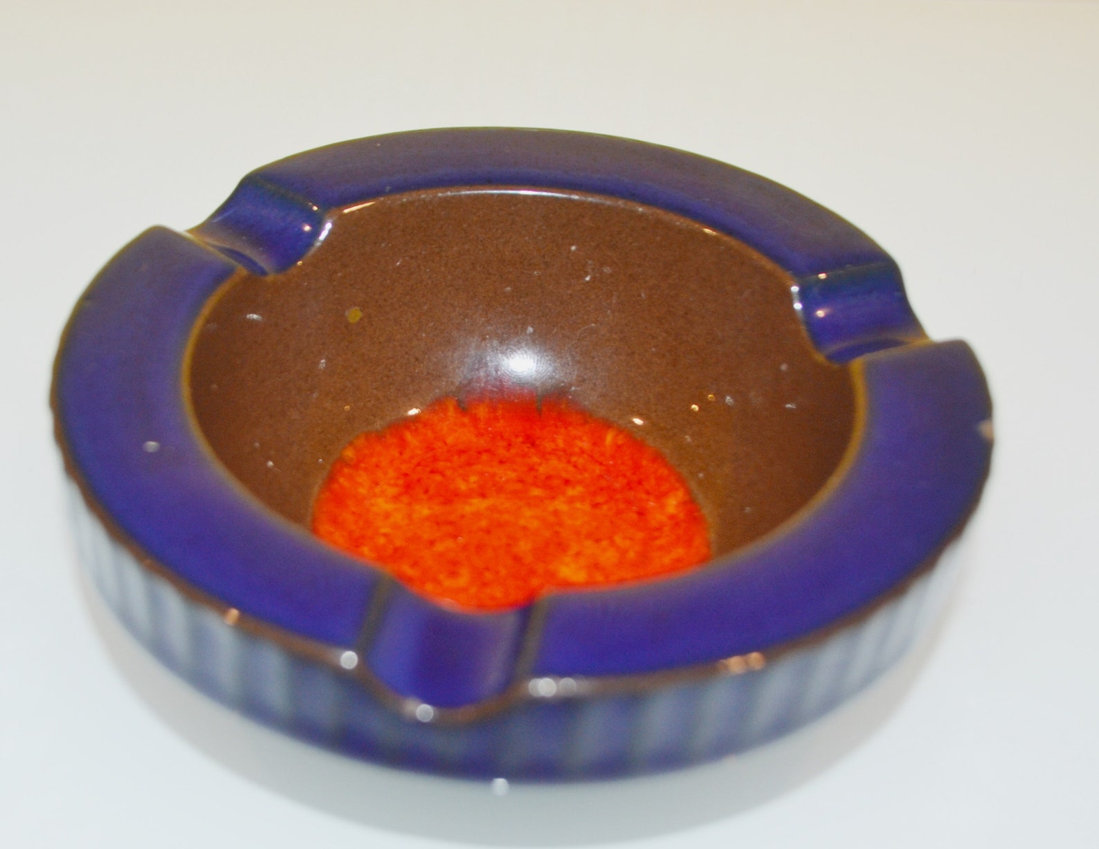 Vintage Ceramic Ashtray, Blue/orange, 70s Retro Design, Murano Glass ...
