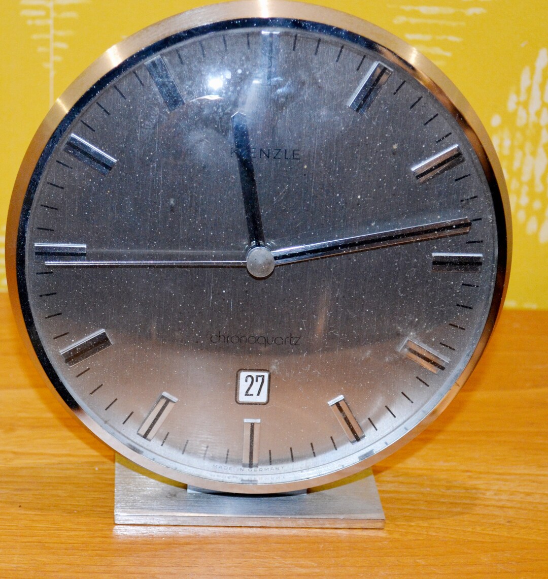 Vintage Table Clock Metal by Kienzle Silver Colored Clock 70s Retro Mid Century Space Age ...