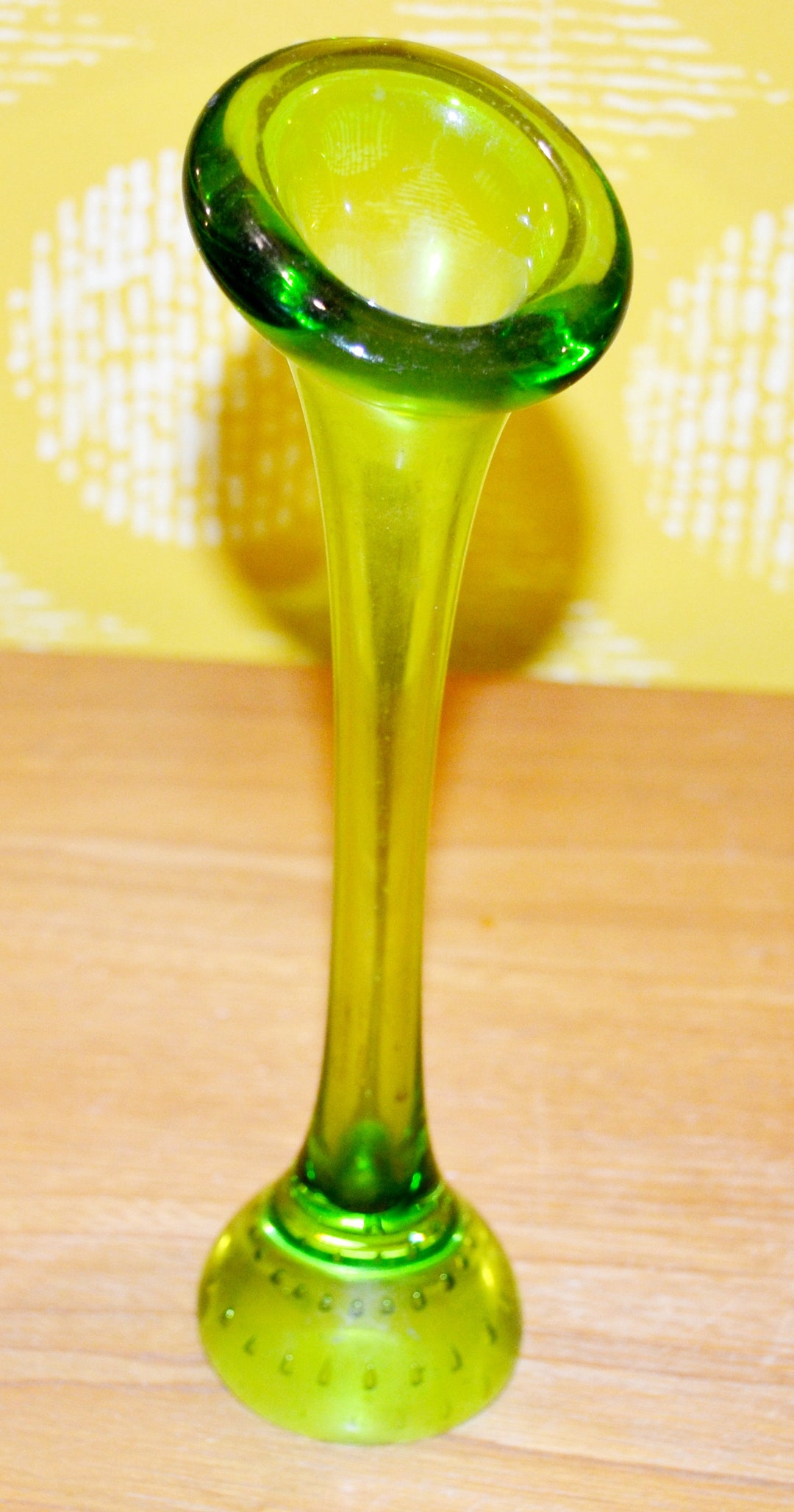 Vintage Vase Bubble Glass Solitaire Bubbles 60s 70s Green Seventies ...