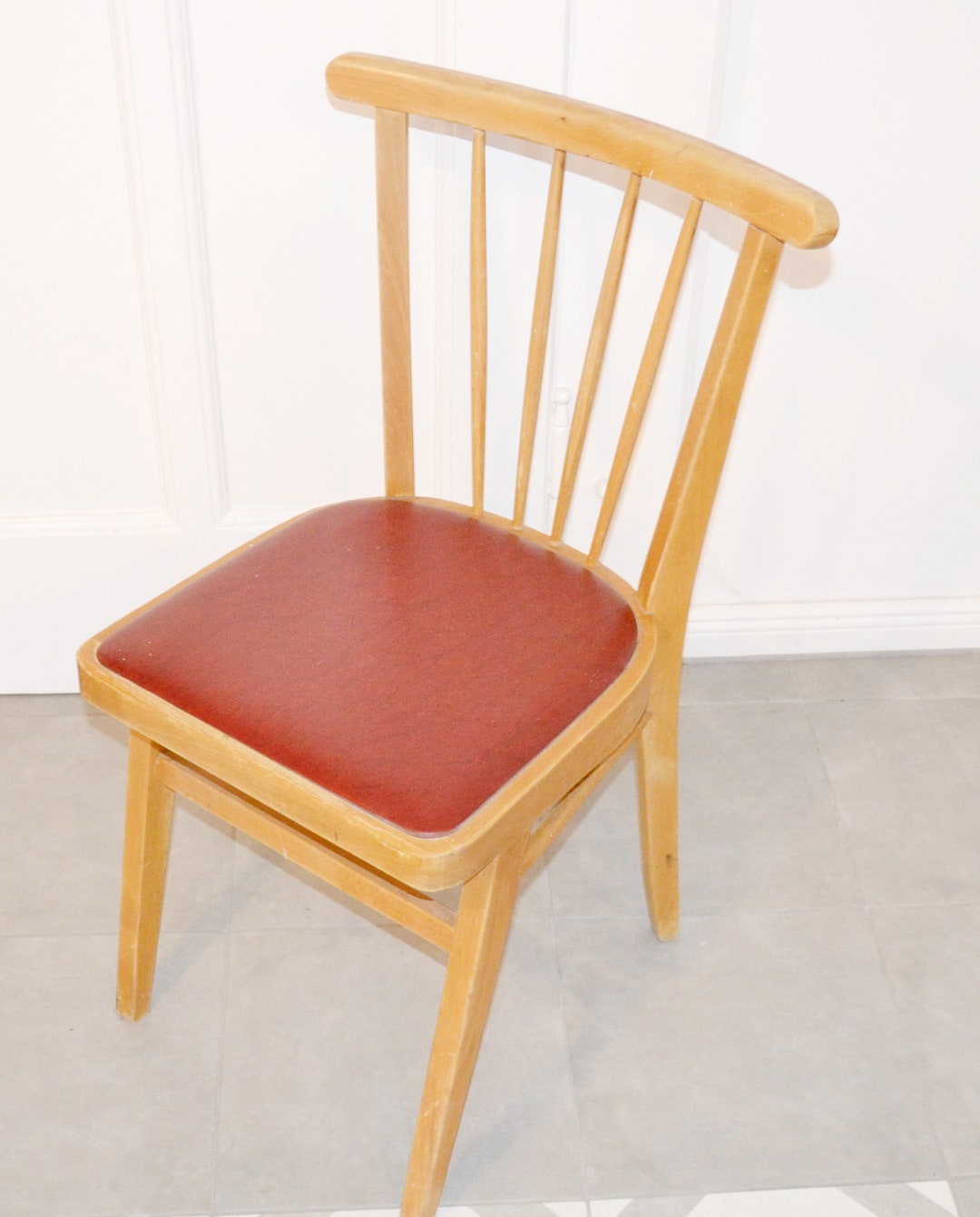 Vintage Rung Chair Red/brown From the 50s Retro Mid Century - Etsy