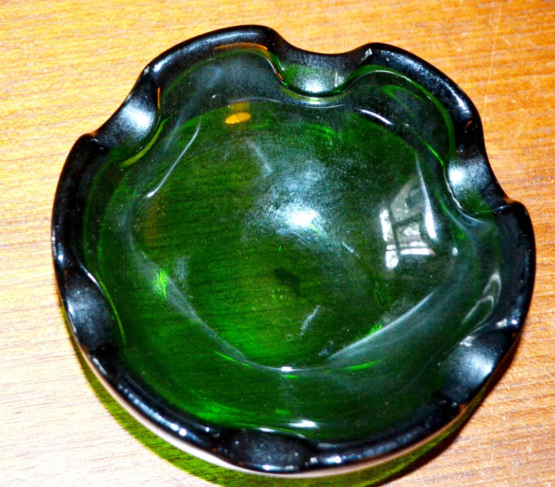 70s Vintage Ashtray Green Glass Space Age Ashtray Retro Glass Seventies ...