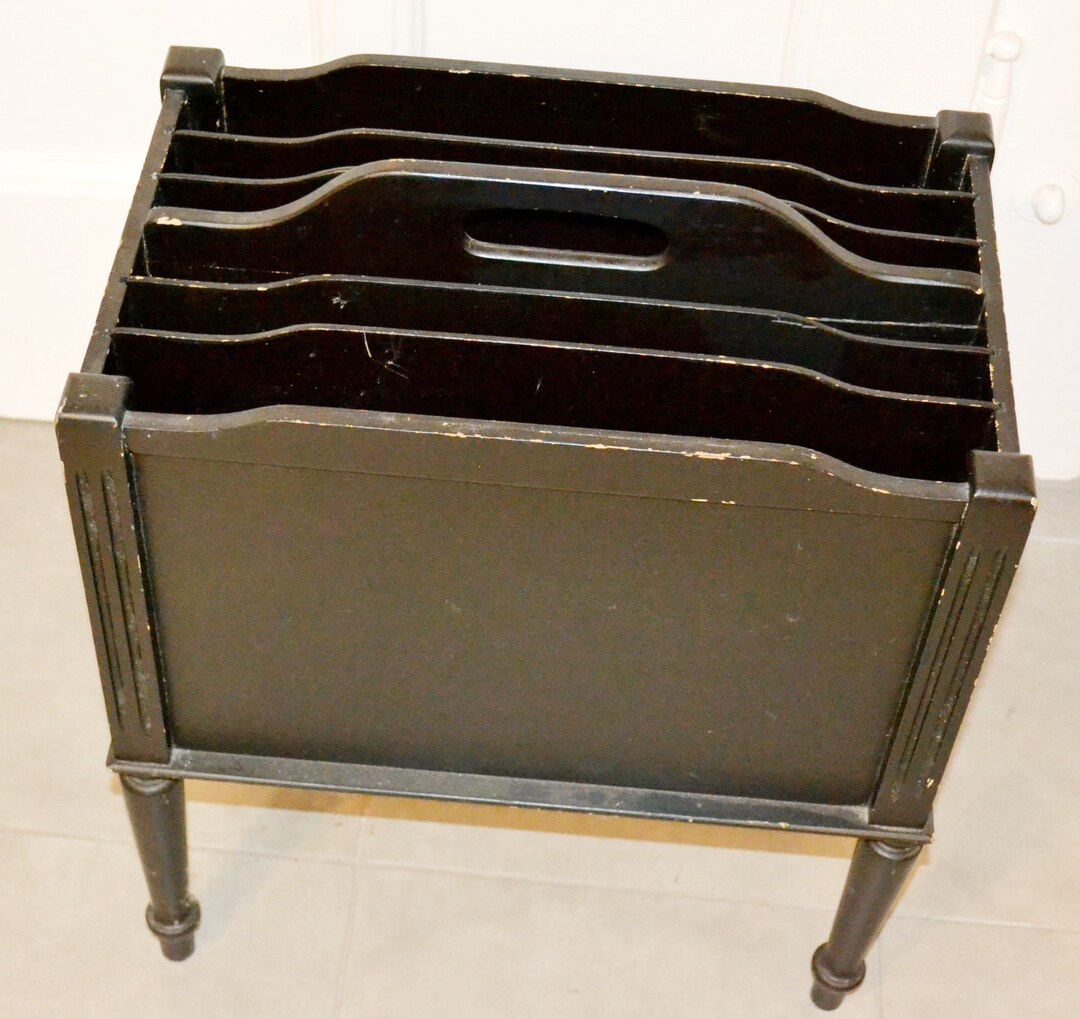 Vintage Newspaper Stand Black Wood 60s Beautiful Design Retro Mid ...