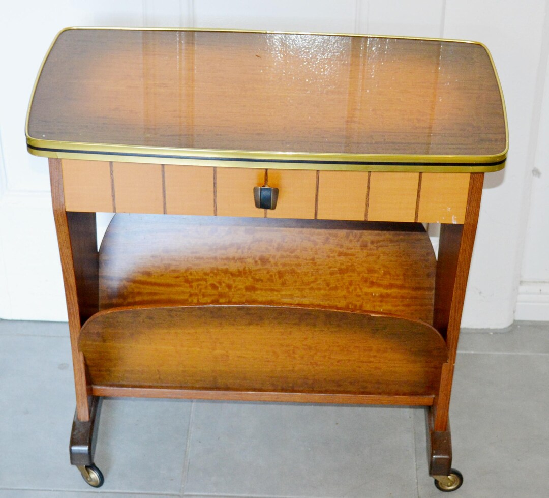 Vintage Newspaper Trolley on Wheels With Drawer From the 50s Retro Mid ...