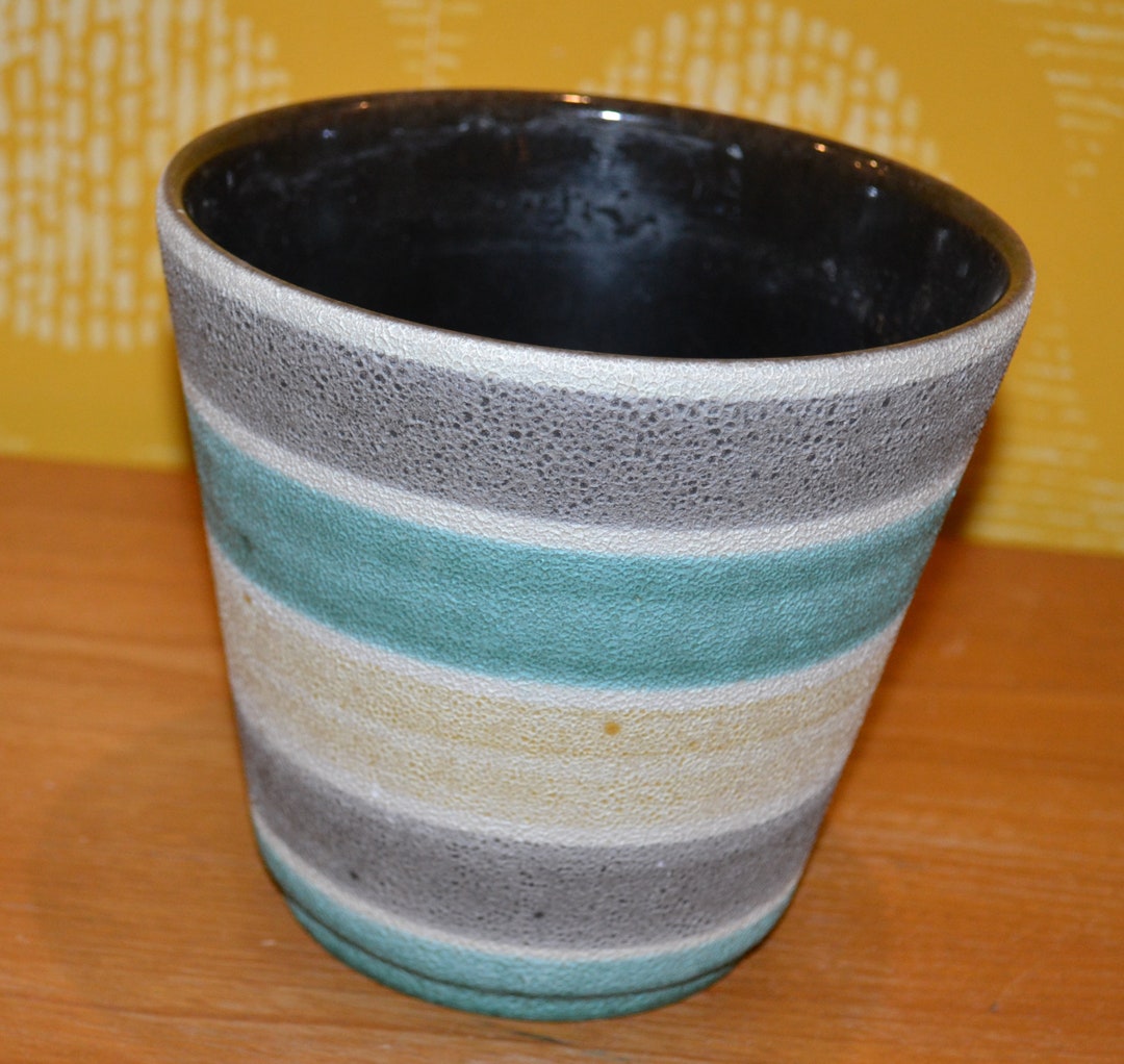 Vintage Planter 70s Plant Pot Flower Pot Blue Wgkmid Century Retro ...