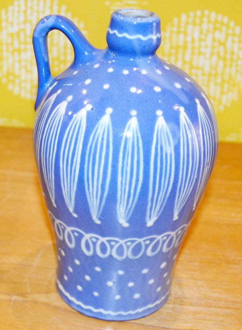 Vintage Vase Blau /Weiß Keramik 70er Jahre WGK Retro Mid Century Shabby ...