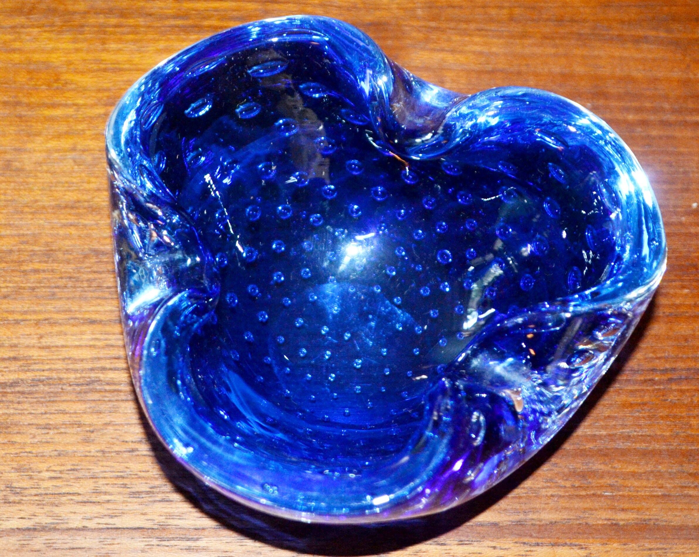 True Vintage Glass Ashtray Blue 70s Retro Design Ashtray Retro Mid ...