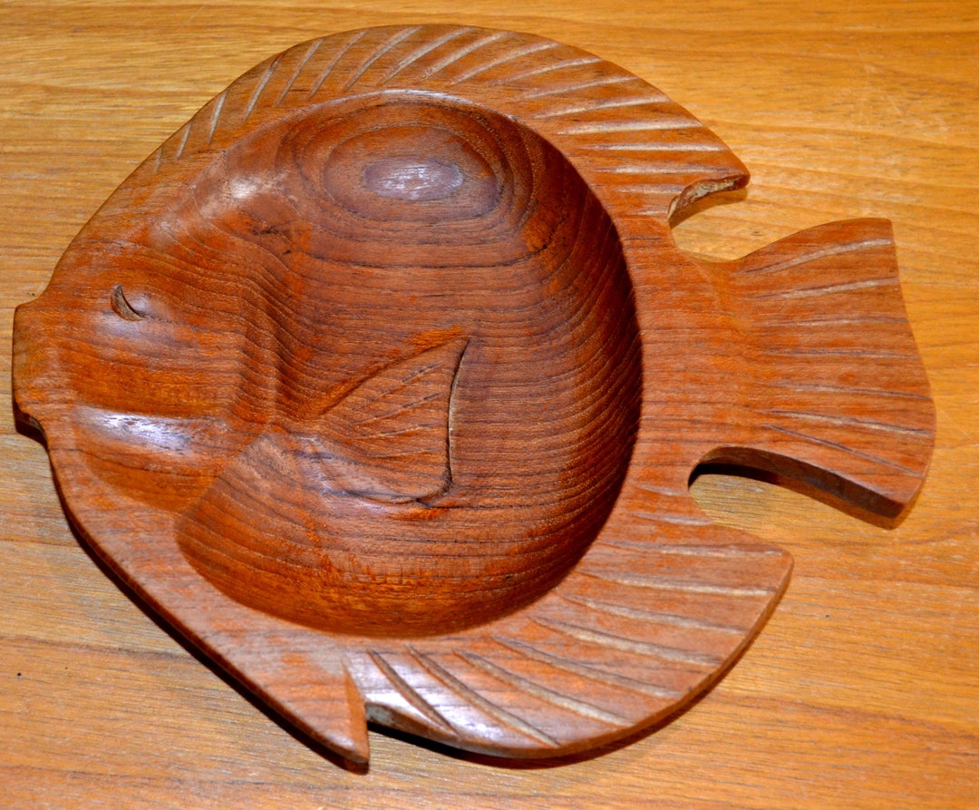 Beautiful Vintage Teak Serving Dish, Fish Design, Made in Denmark ...