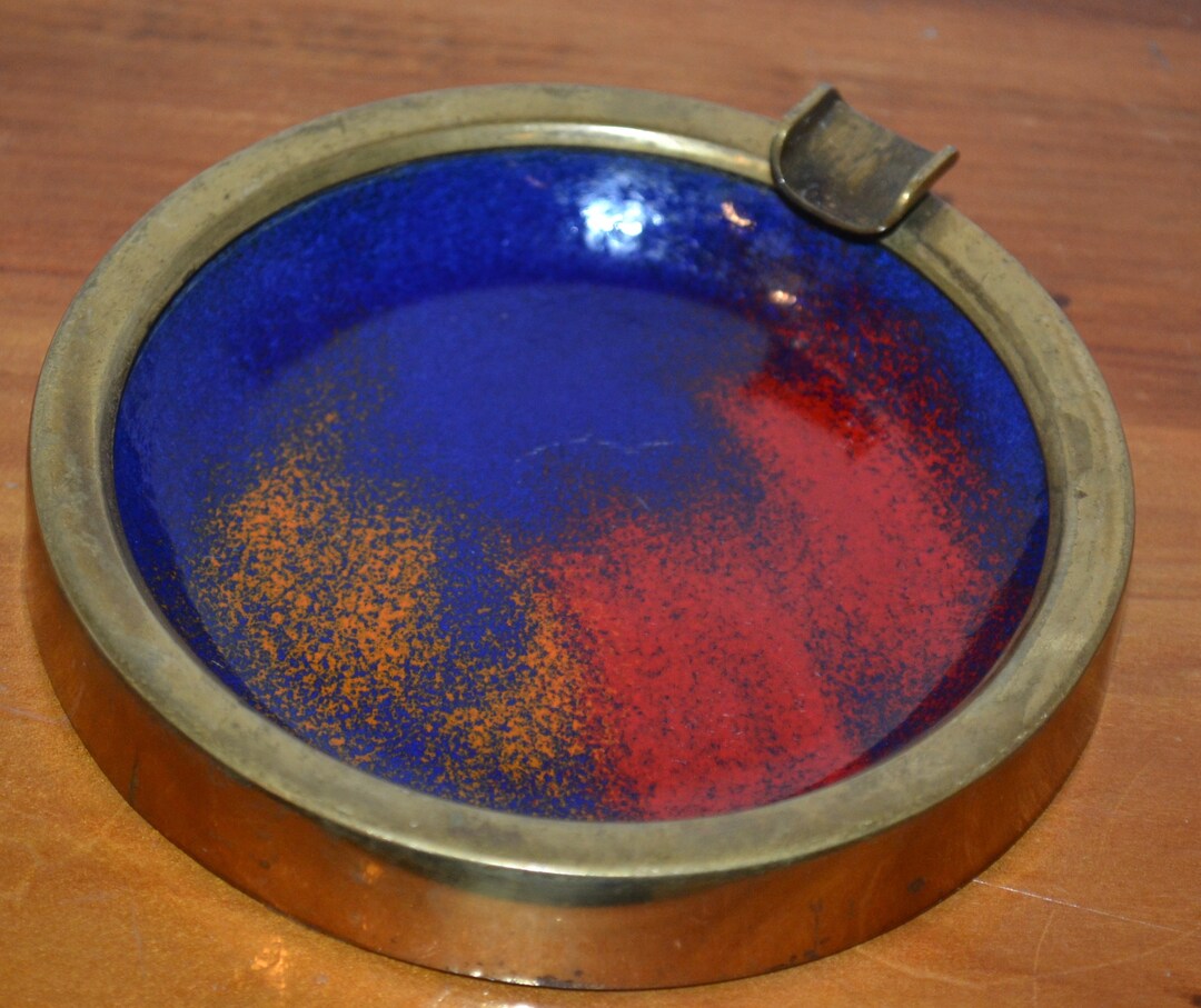 Vintage Ashtray Red/blue/gold Ashtray 70s Retro Mid Century Seventies ...
