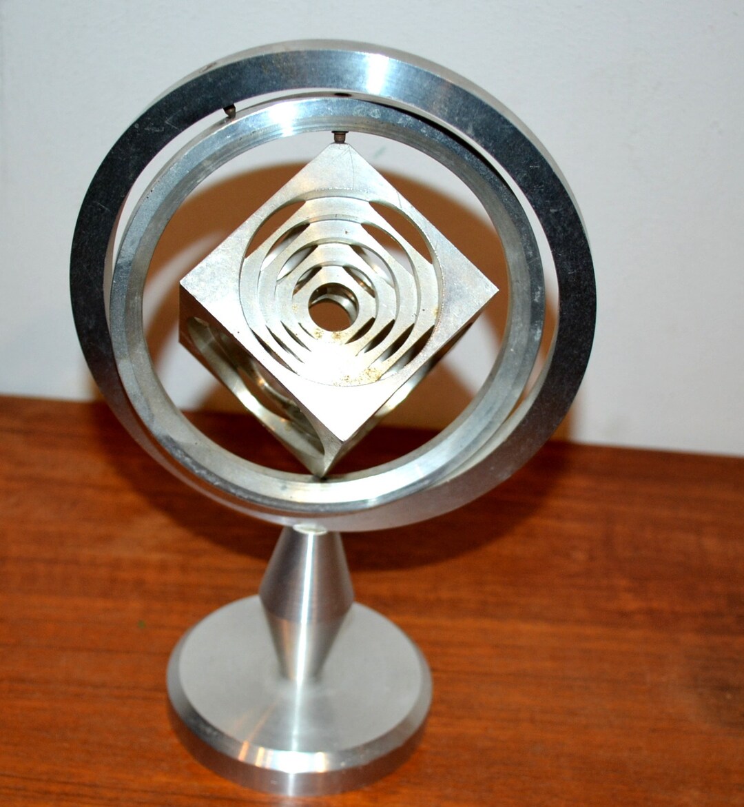 Heavy Vintage Figure Cube 70s Metal Silver Colored Space Age Mid ...