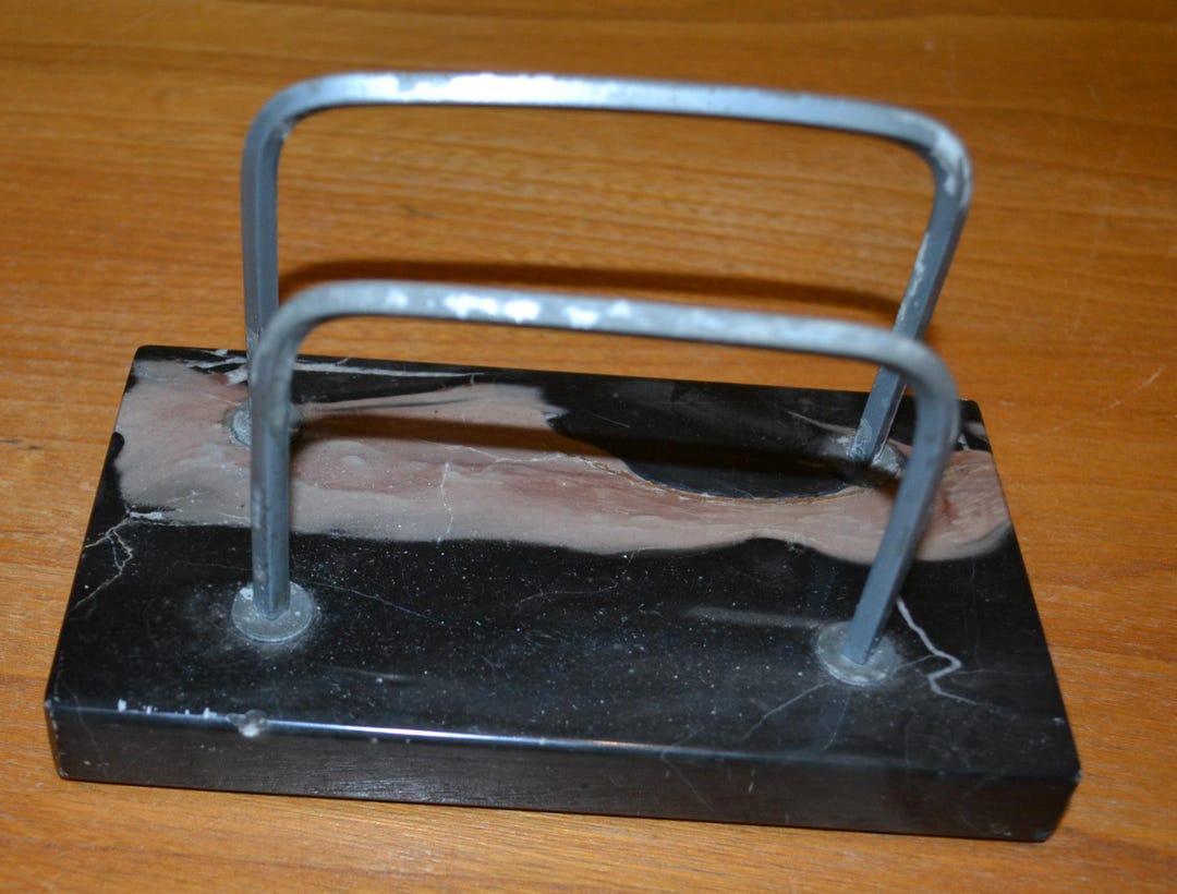 Vintage Memo Holder, 1960s, Marble/metal, Mid-century, Retro, Shabby ...
