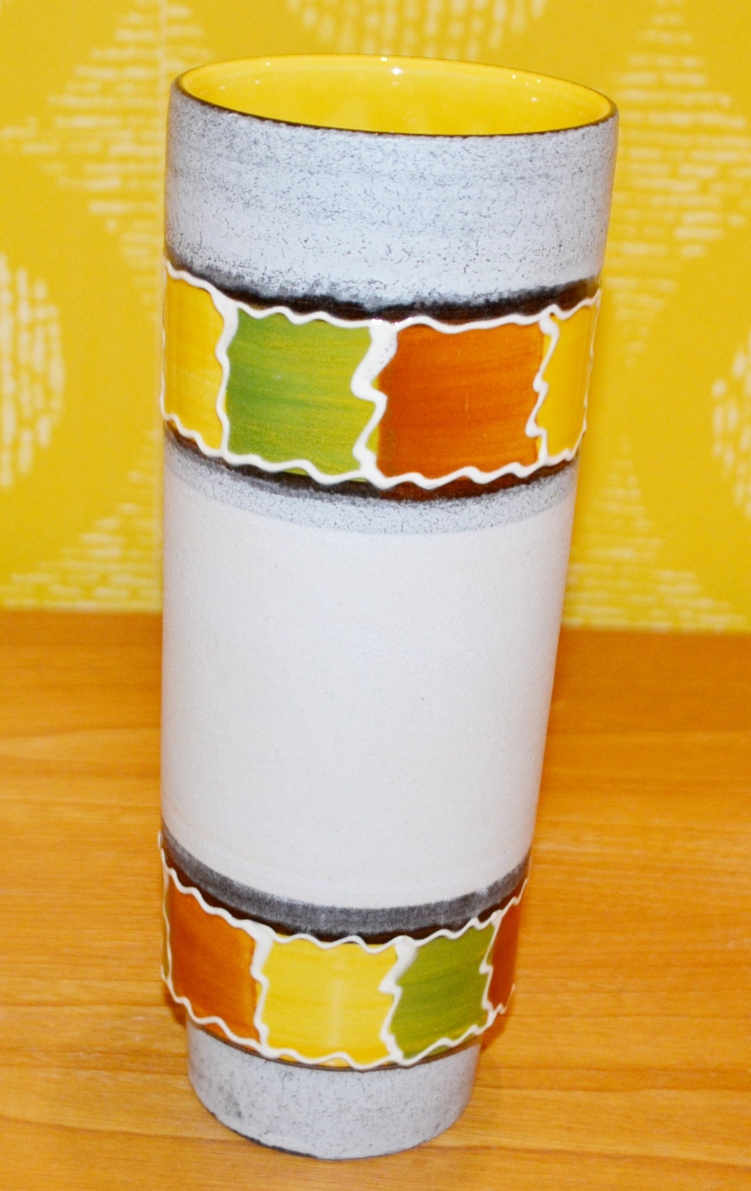 Vintage Vase Beige / Colorful Ceramic 70s Space Age Design Retro Shabby ...