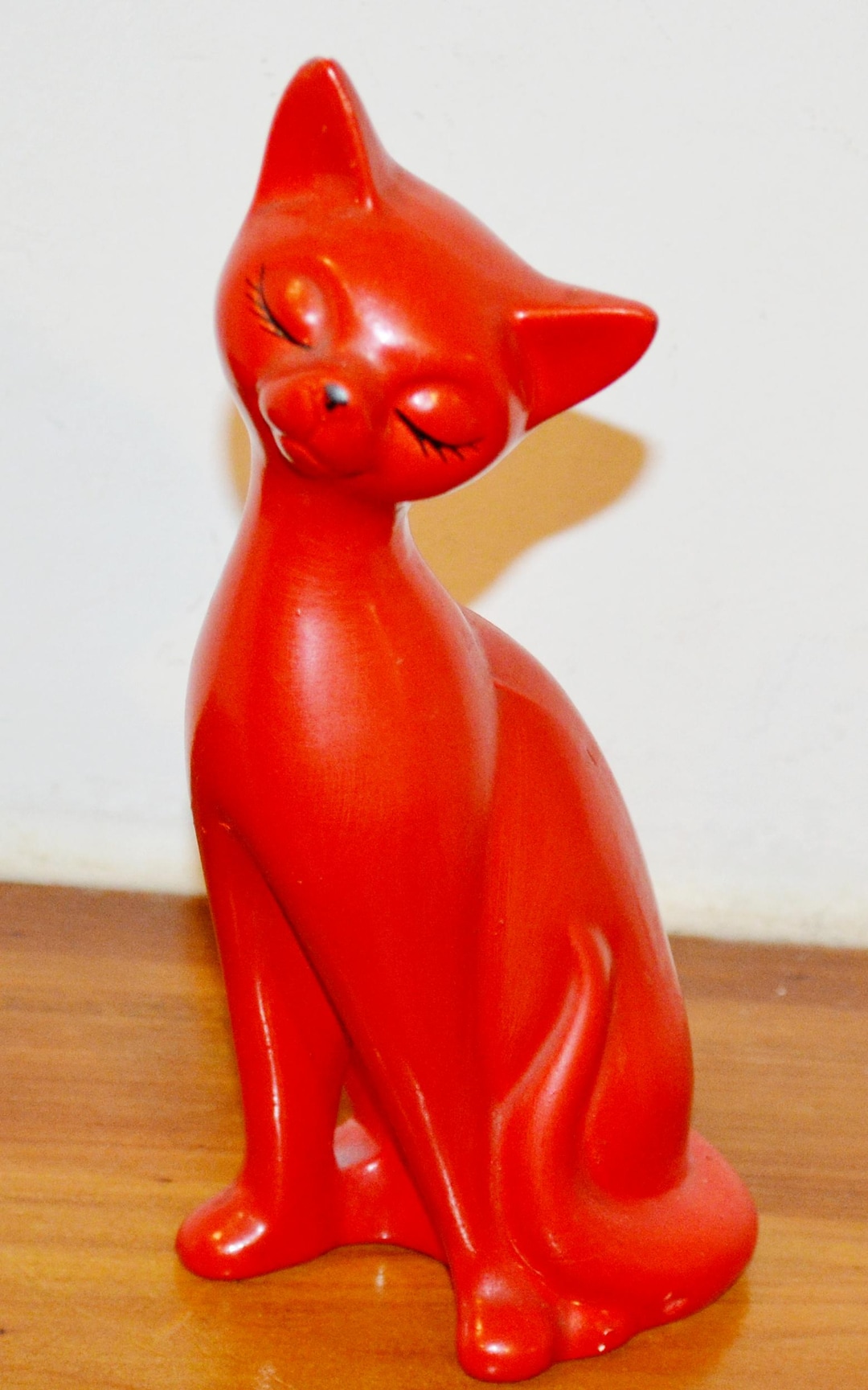 Vintage Figurine Cat Red 70s Retro Mid Century Seventies Shabby Chic ...