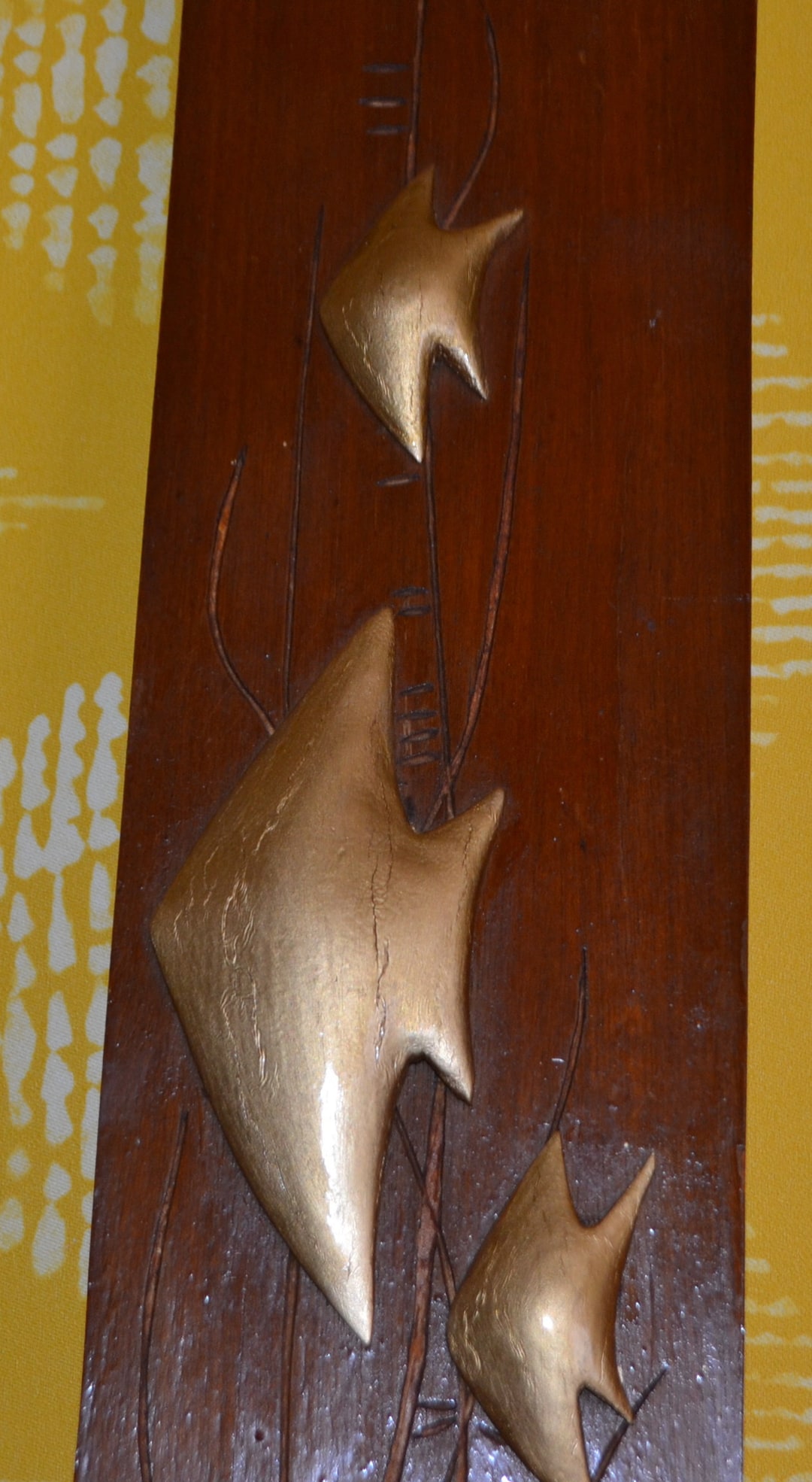 Vintage Wall Picture Teak Fish Angelfish 60s 50s Retro Mid Century ...