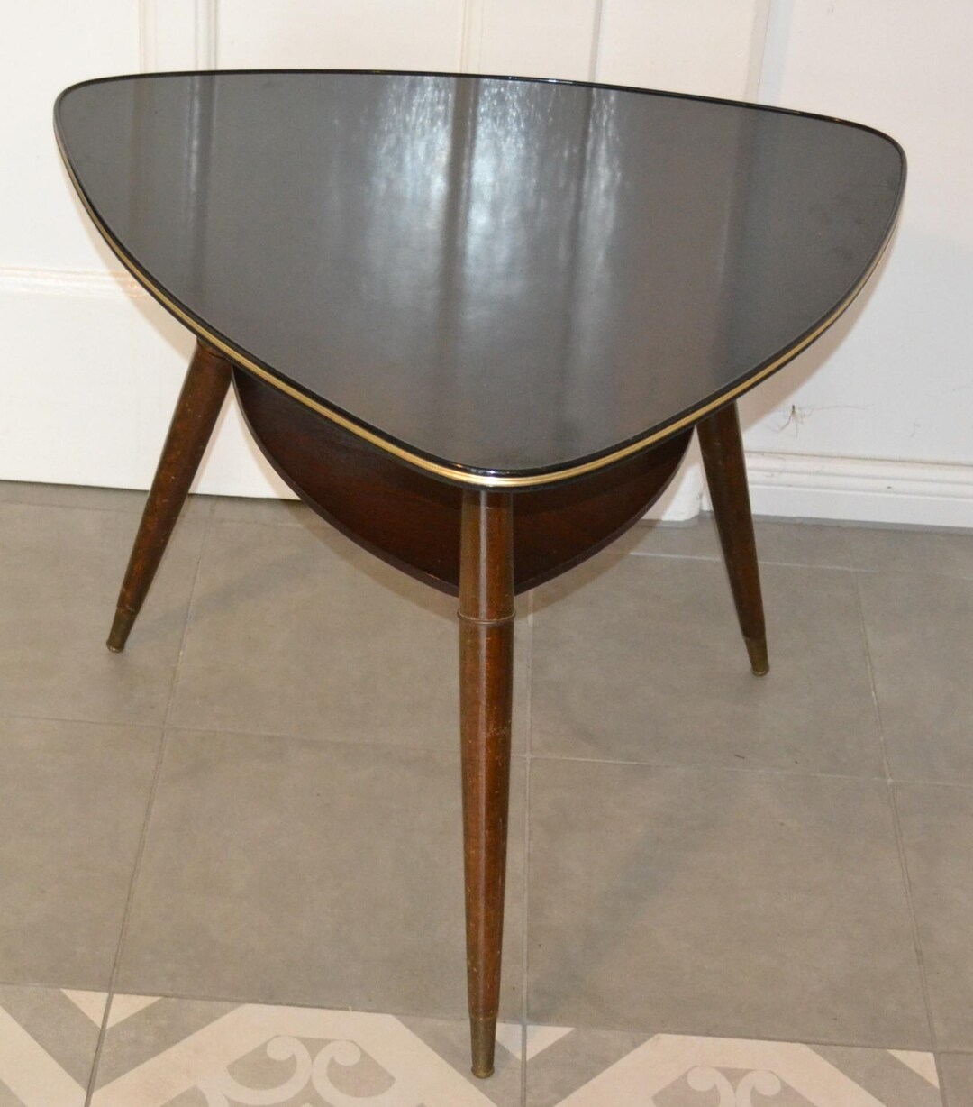 Vintage Cocktail Table Retro Mid Century Rockabilly Wood Brown/black ...