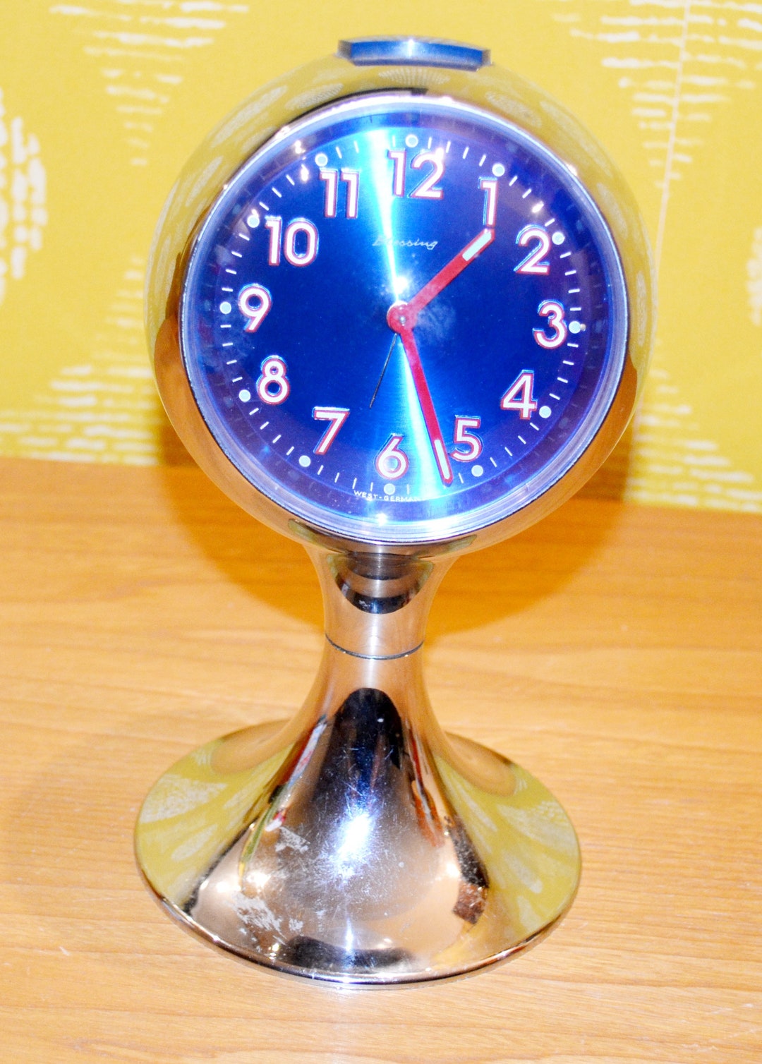 Vintage Alarm Clock by Blessing Silver /blue 70s Retro - Etsy