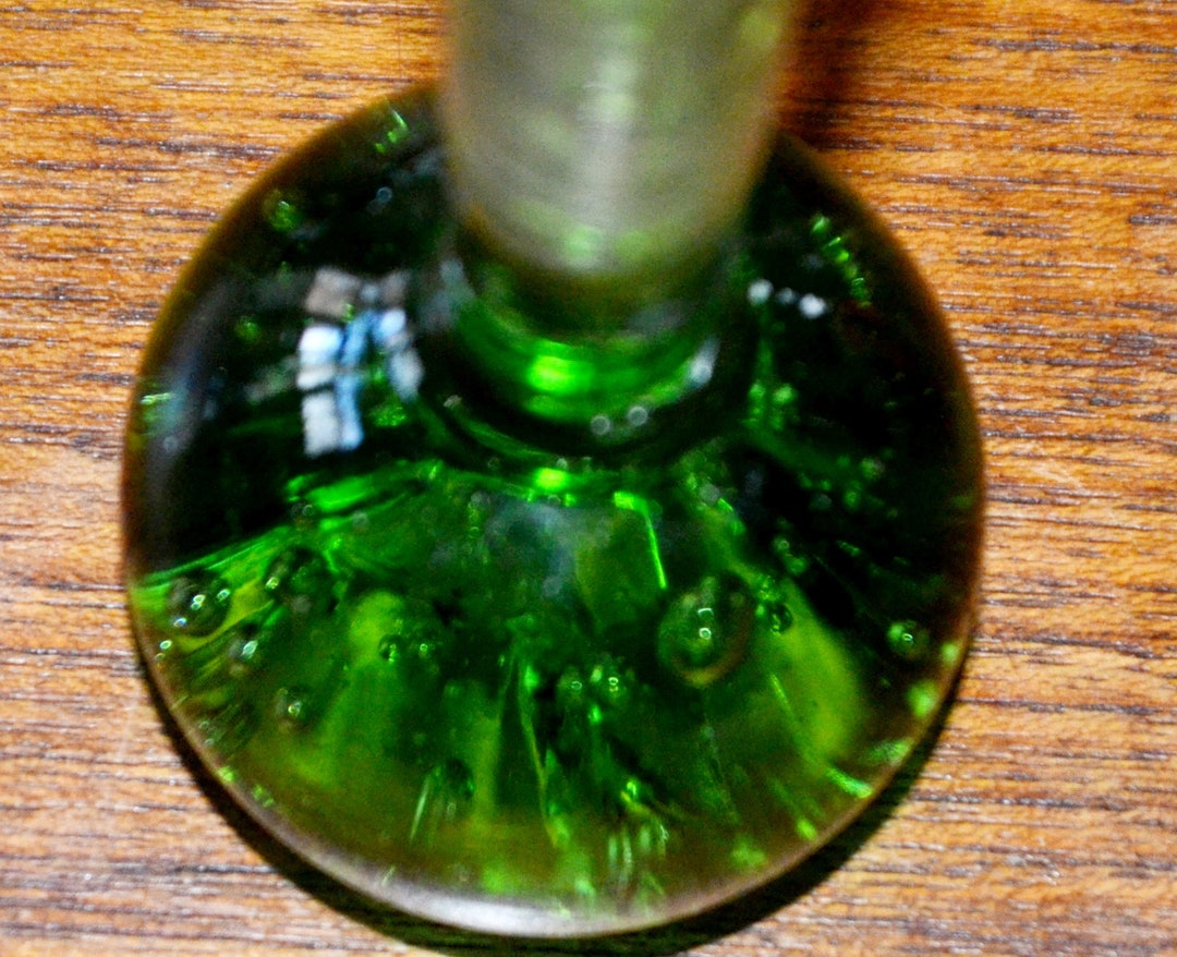 Vintage Vase Bubble Glass Solitaire Bubbles 60s 70s Green Seventies ...